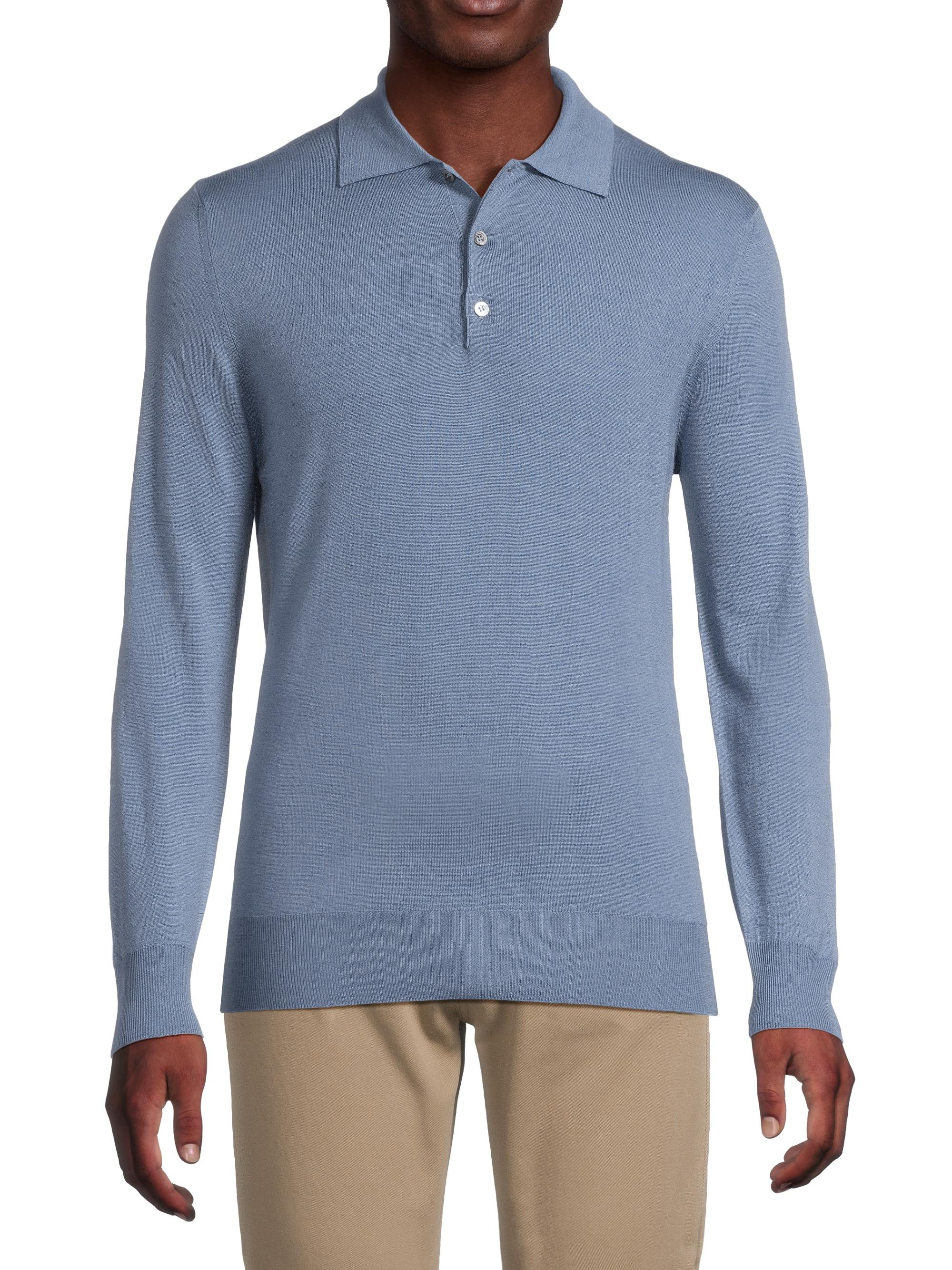 Canali Heathered Merino Wool Modern-Fit Polo Shirt | Saks Fifth Avenue