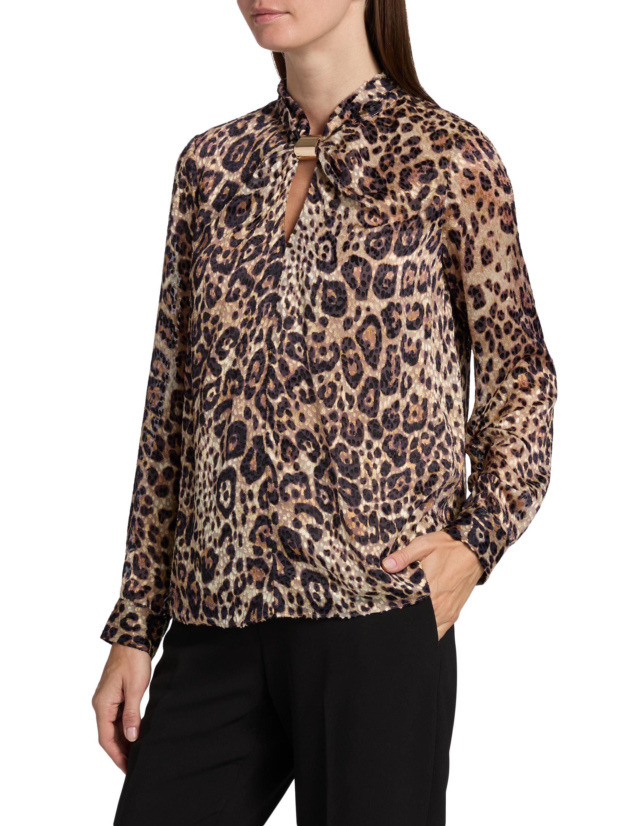 Elie Tahari Minnie Leopard-Print Silk-Blend Top | Saks Fifth Avenue