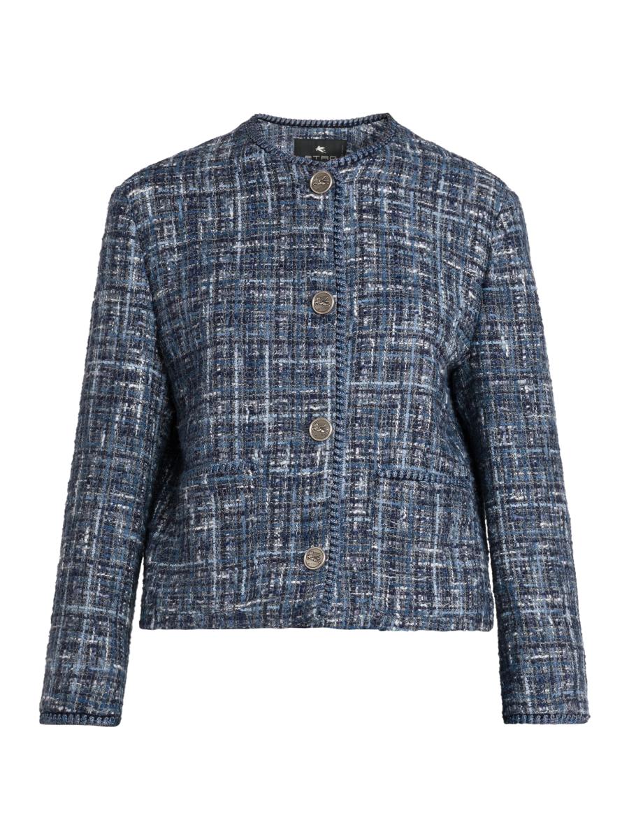 Etro Tweed Round Neck Jacket | Saks Fifth Avenue