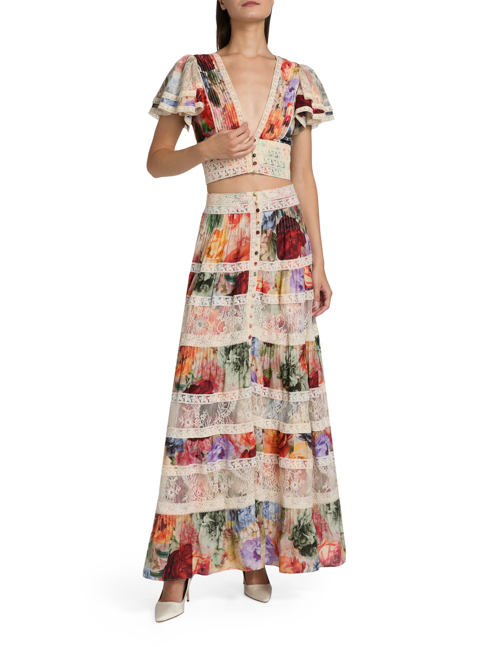 Alice + Olivia Keeley Floral Flutter-Sleeve Blouse | Saks Fifth Avenue