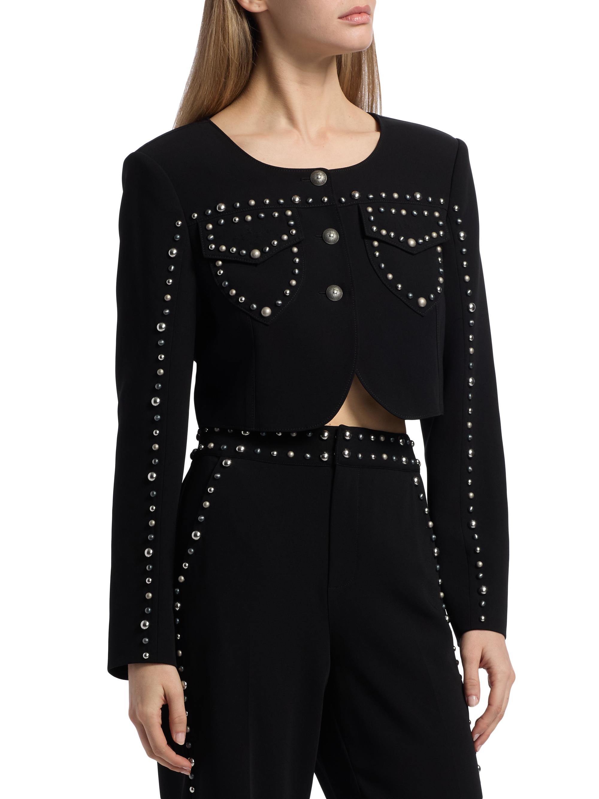 Cinq à Sept Olga Studded Crop Jacket | Saks Fifth Avenue