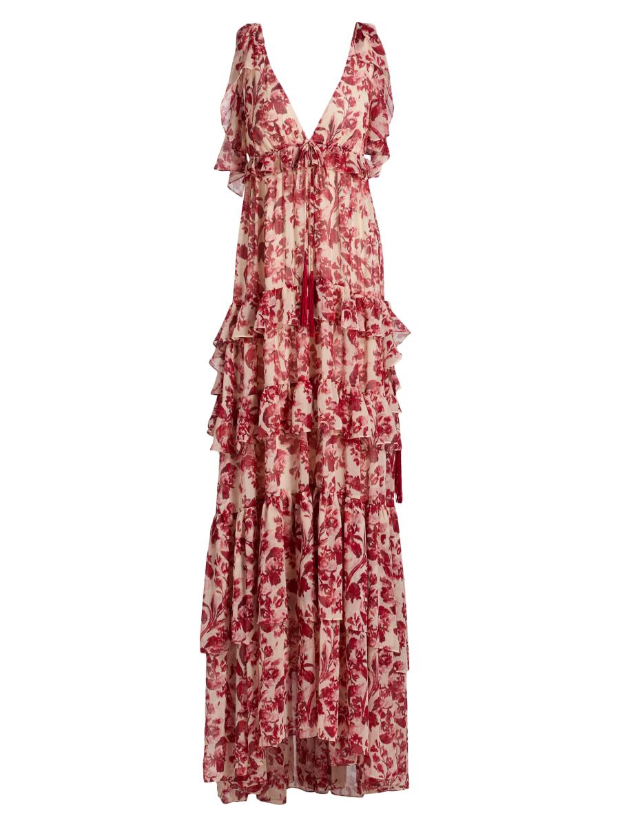 Cinq à Sept Omelia Floral Tiered Gown | Saks Fifth Avenue