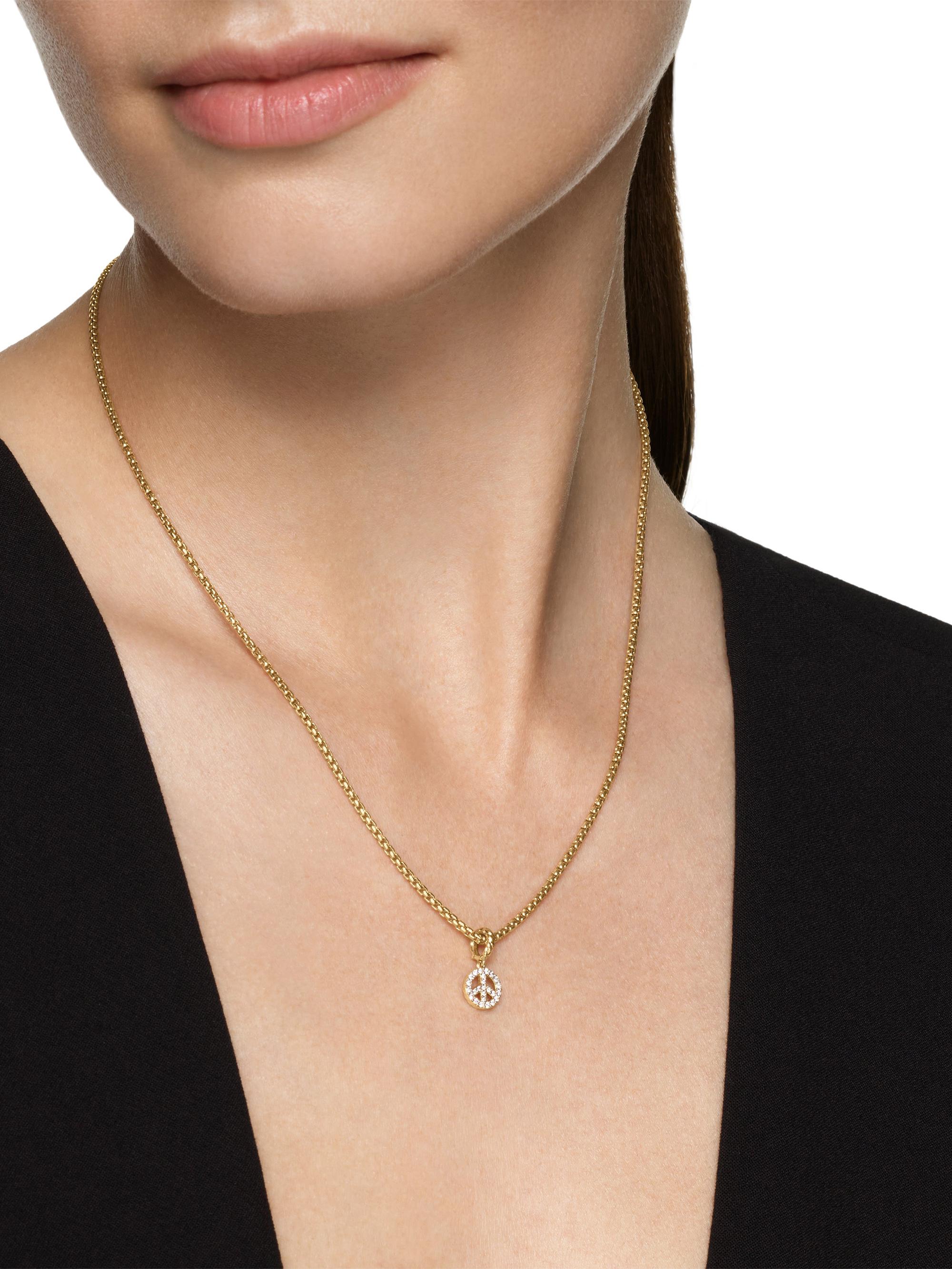 David Yurman Micro Pavé Peace Sign Amulet in 18K Yellow Gold with ...