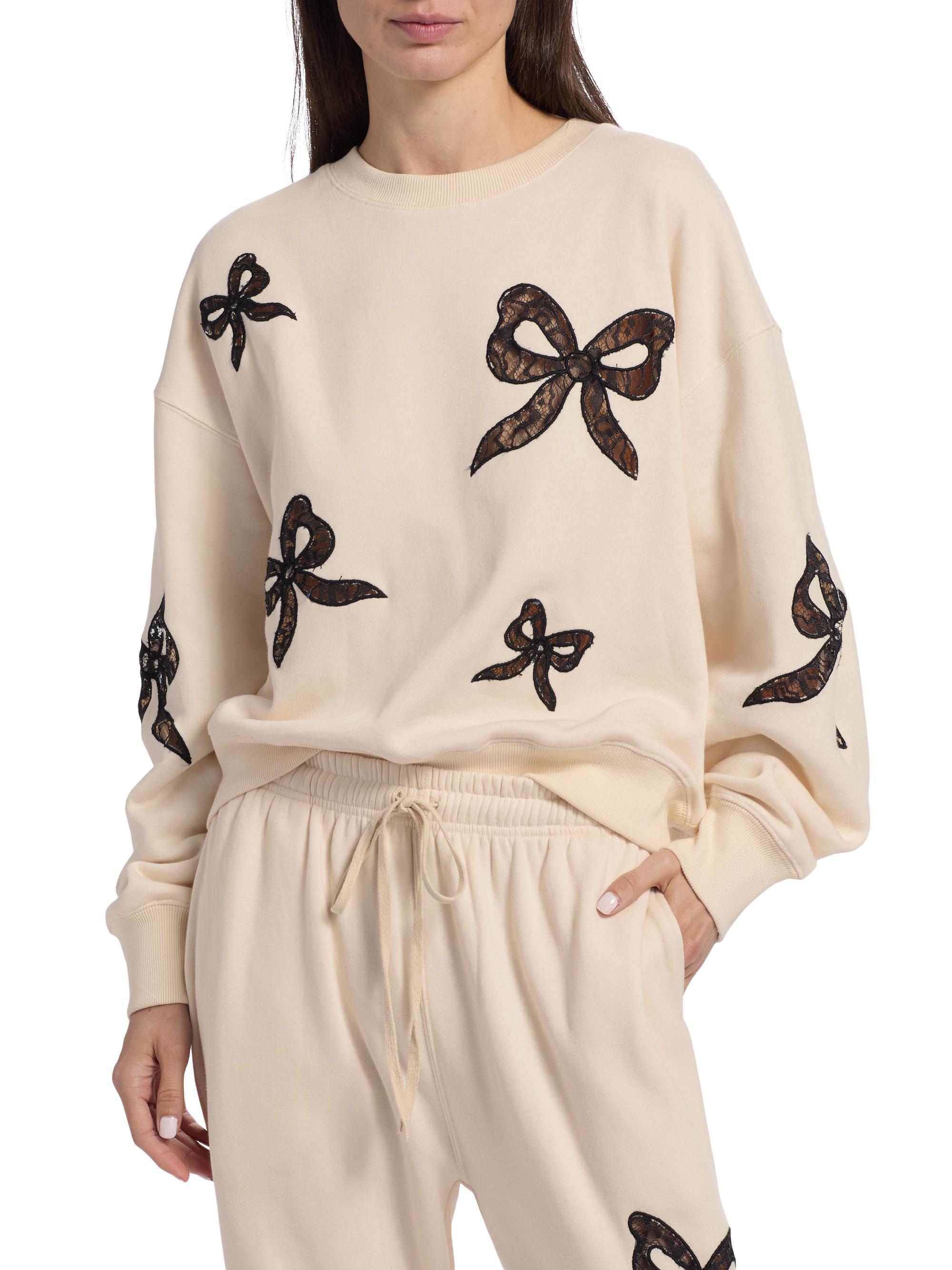 LoveShackFancy Linetta Lace Bow Sweater | Saks Fifth Avenue