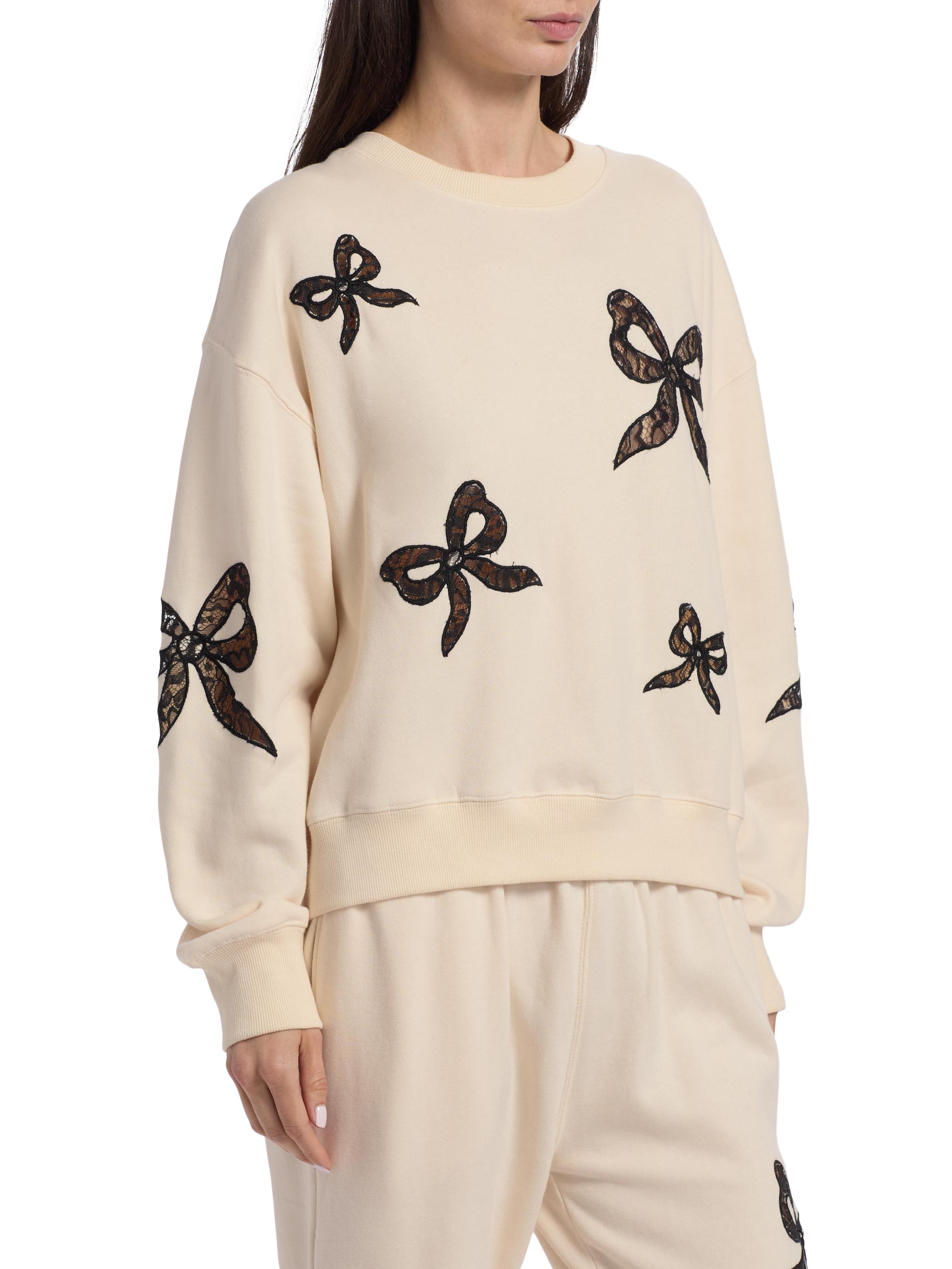 LoveShackFancy Linetta Lace Bow Sweater | Saks Fifth Avenue