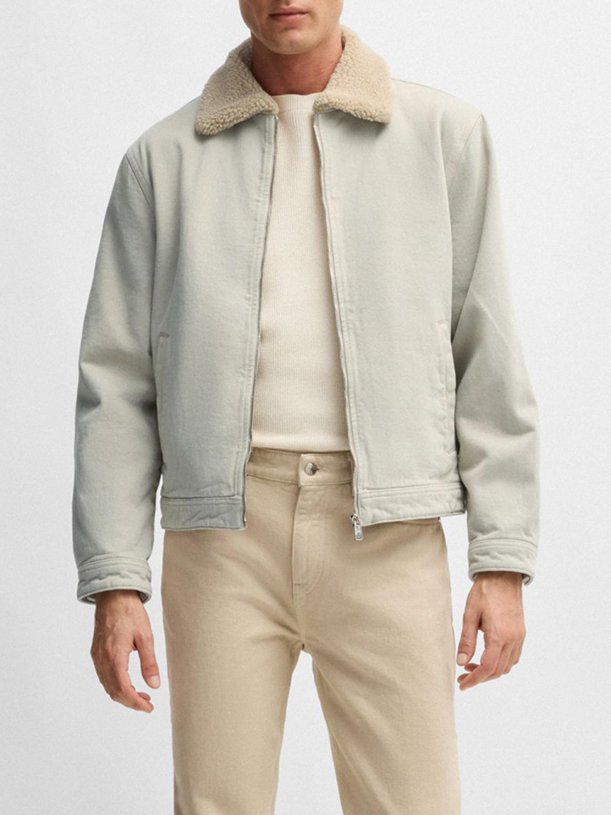 BOSS Boss Selected by Beckham Italian-Denim Jacket with Borg Collar ...