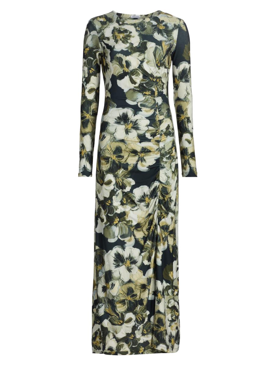 Maria Cher Carroll Coral Printed Sheath Maxi Dress | Saks Fifth Avenue