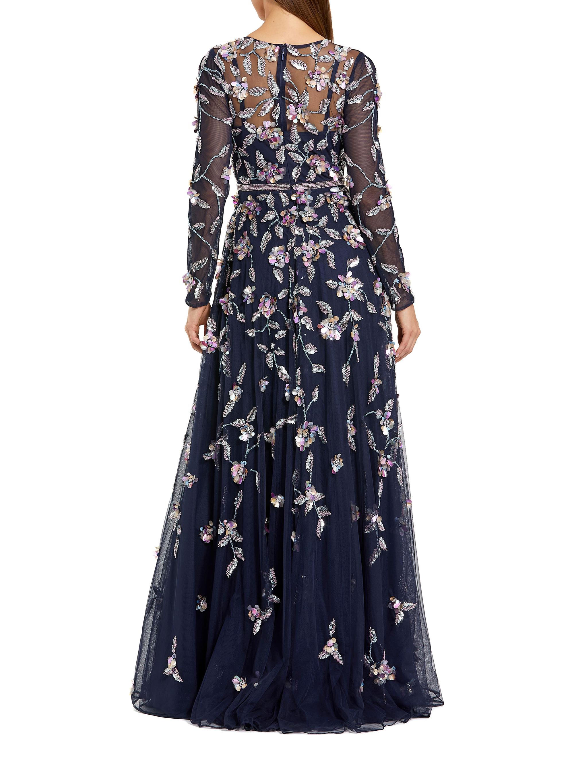 Mac Duggal Floral Embellished Mesh Long-Sleeve Gown | Saks Fifth Avenue