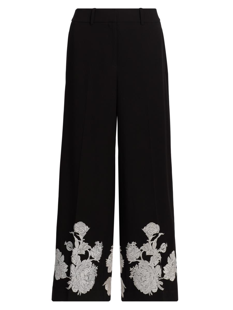 Elie Tahari Isla Embroidered Wide-Leg Pants | Saks Fifth Avenue