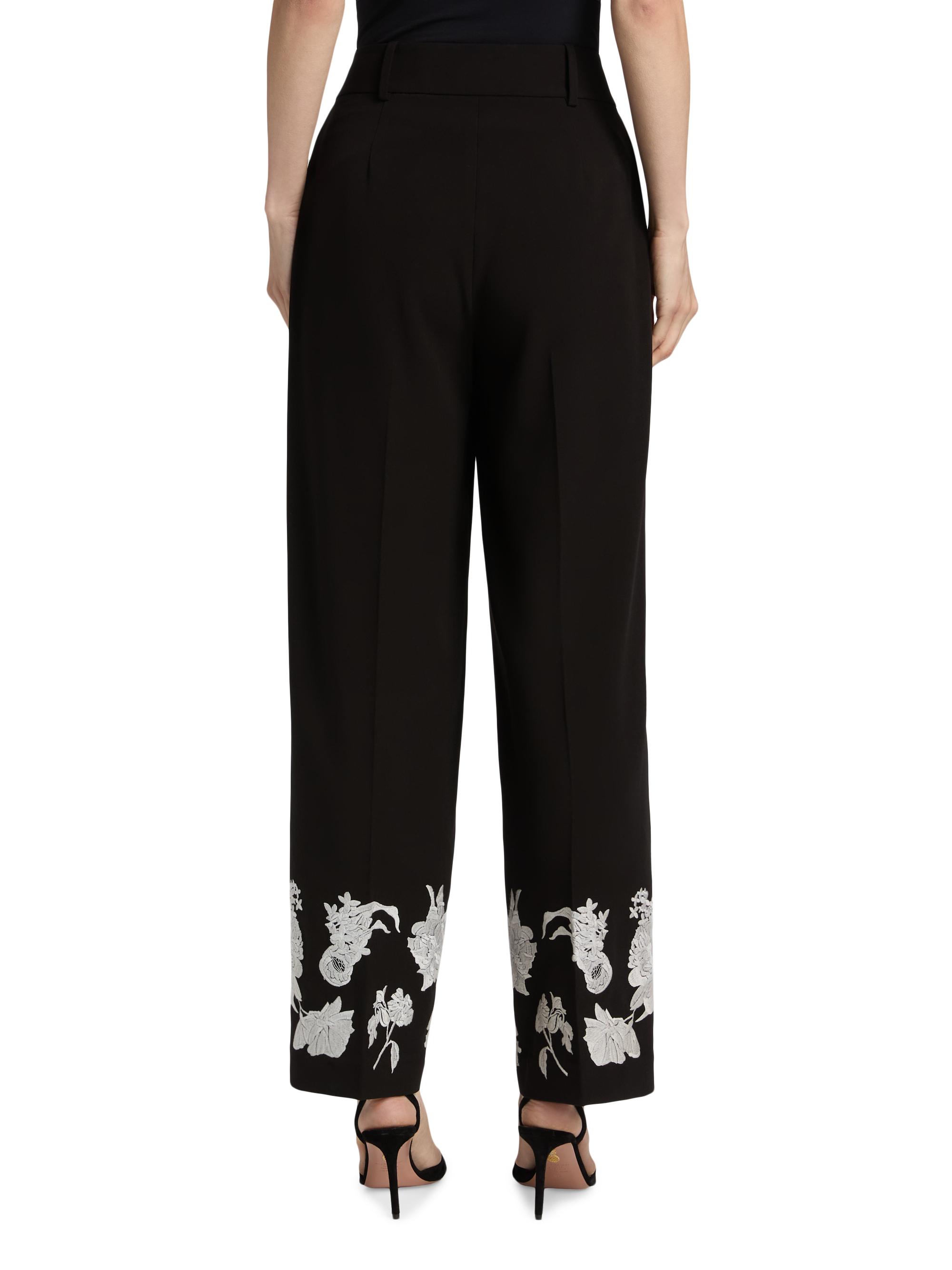 Elie Tahari Isla Embroidered Wide-Leg Pants | Saks Fifth Avenue