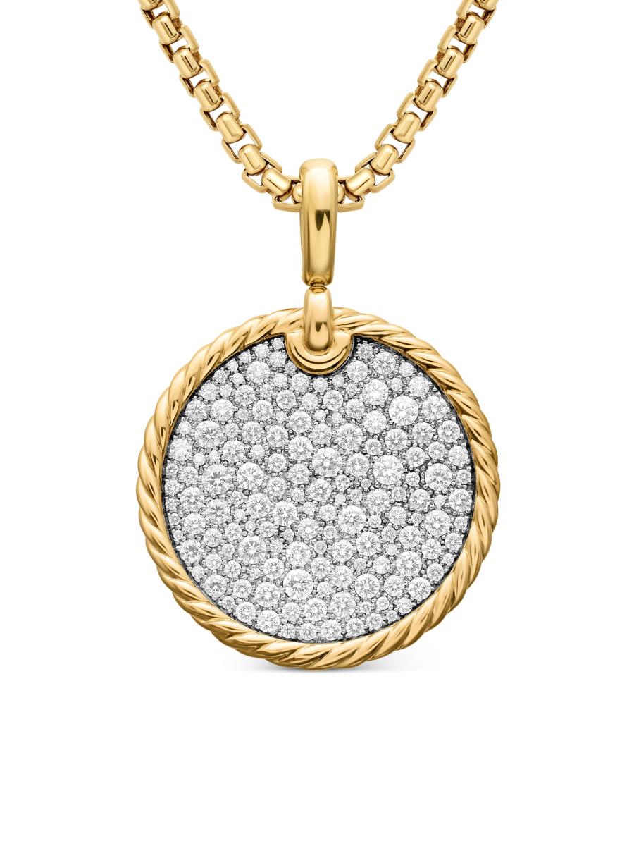 David Yurman DY Elements Disc Pendant in 18K Yellow Gold with Diamonds ...