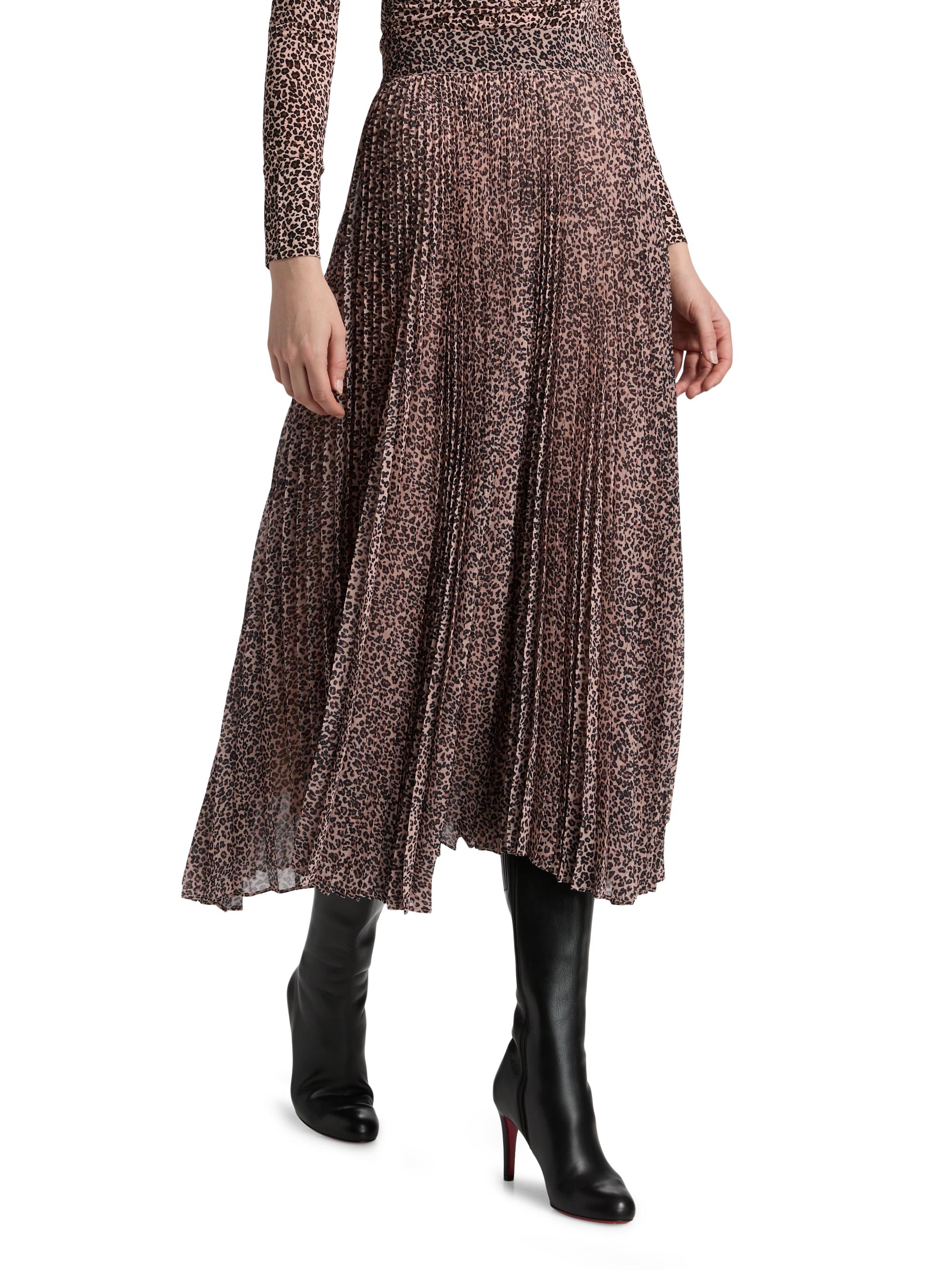 Farm Rio Leopard-Print Pleated Midi-Skirt | Saks Fifth Avenue