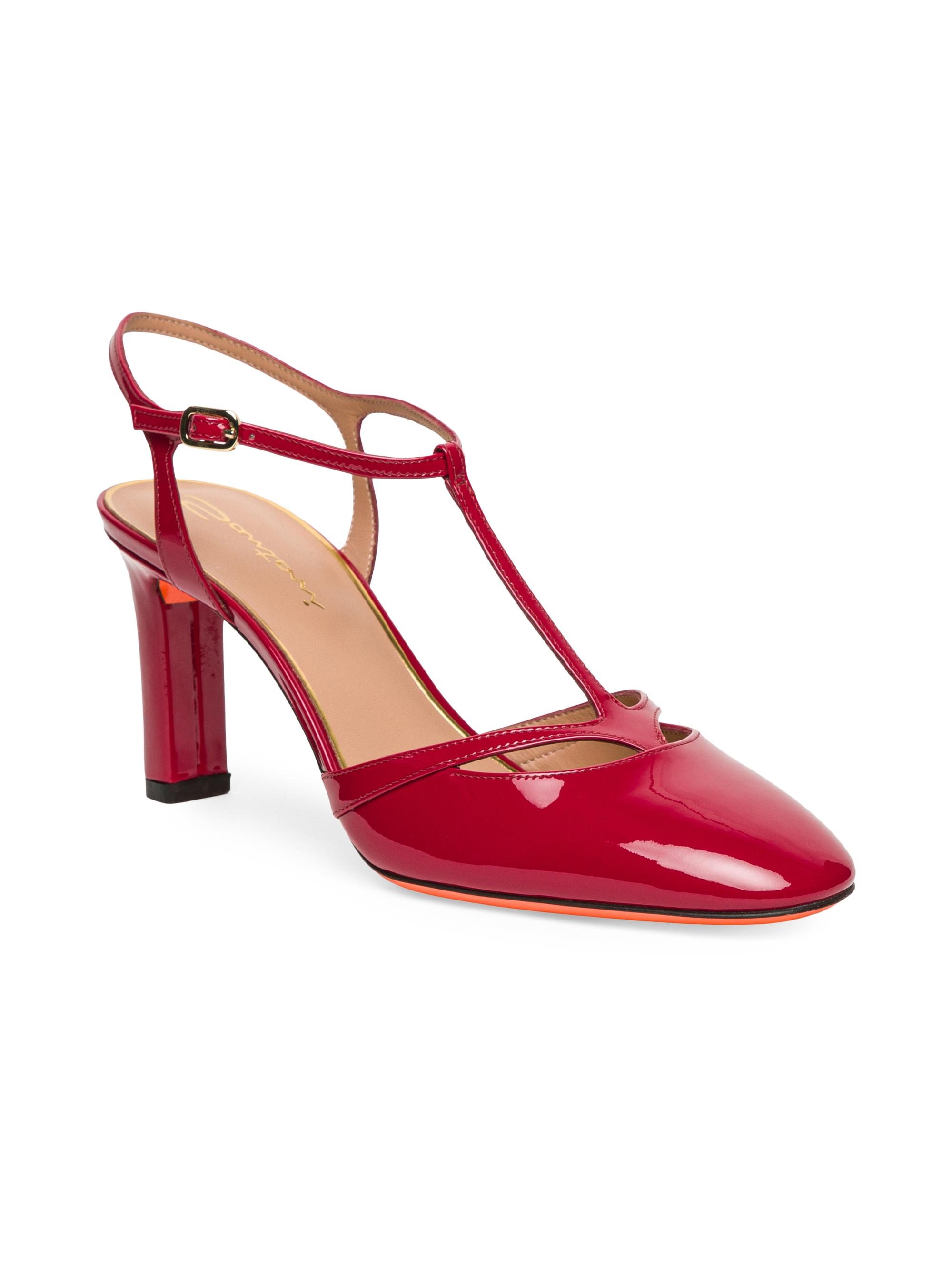Santoni Sofia Patent Leather 50MM T-Strap Pumps | Saks Fifth Avenue