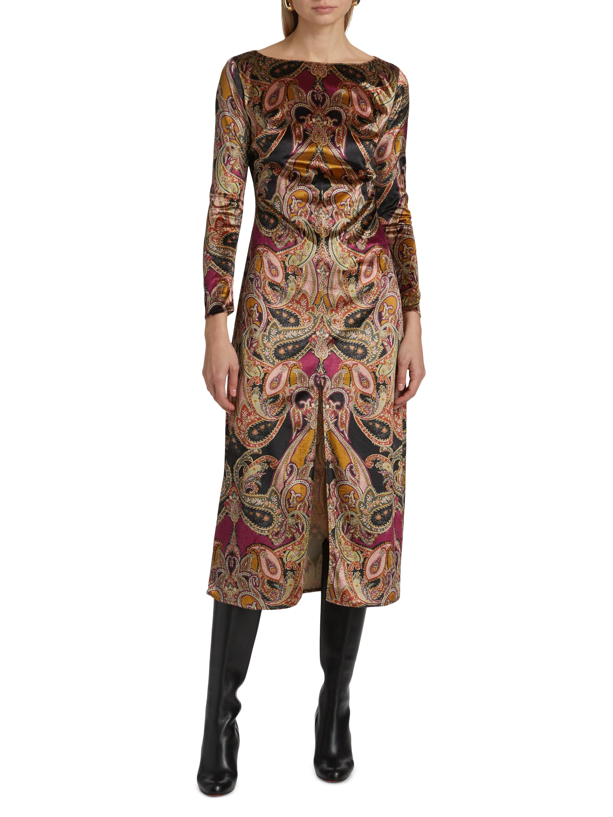 Misa Los Angeles Goldie Velvet Paisley Midi-Dress | Saks Fifth Avenue