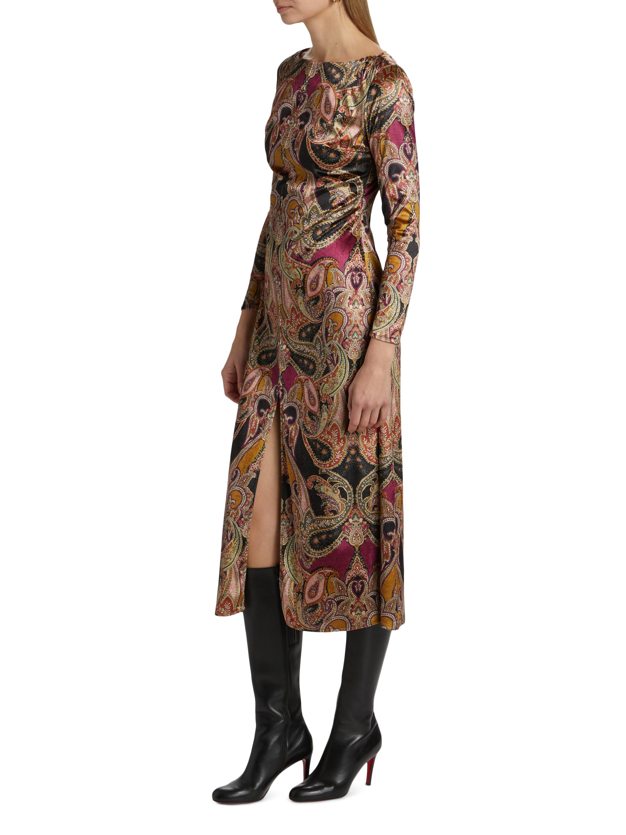 Misa Los Angeles Goldie Velvet Paisley Midi-Dress | Saks Fifth Avenue