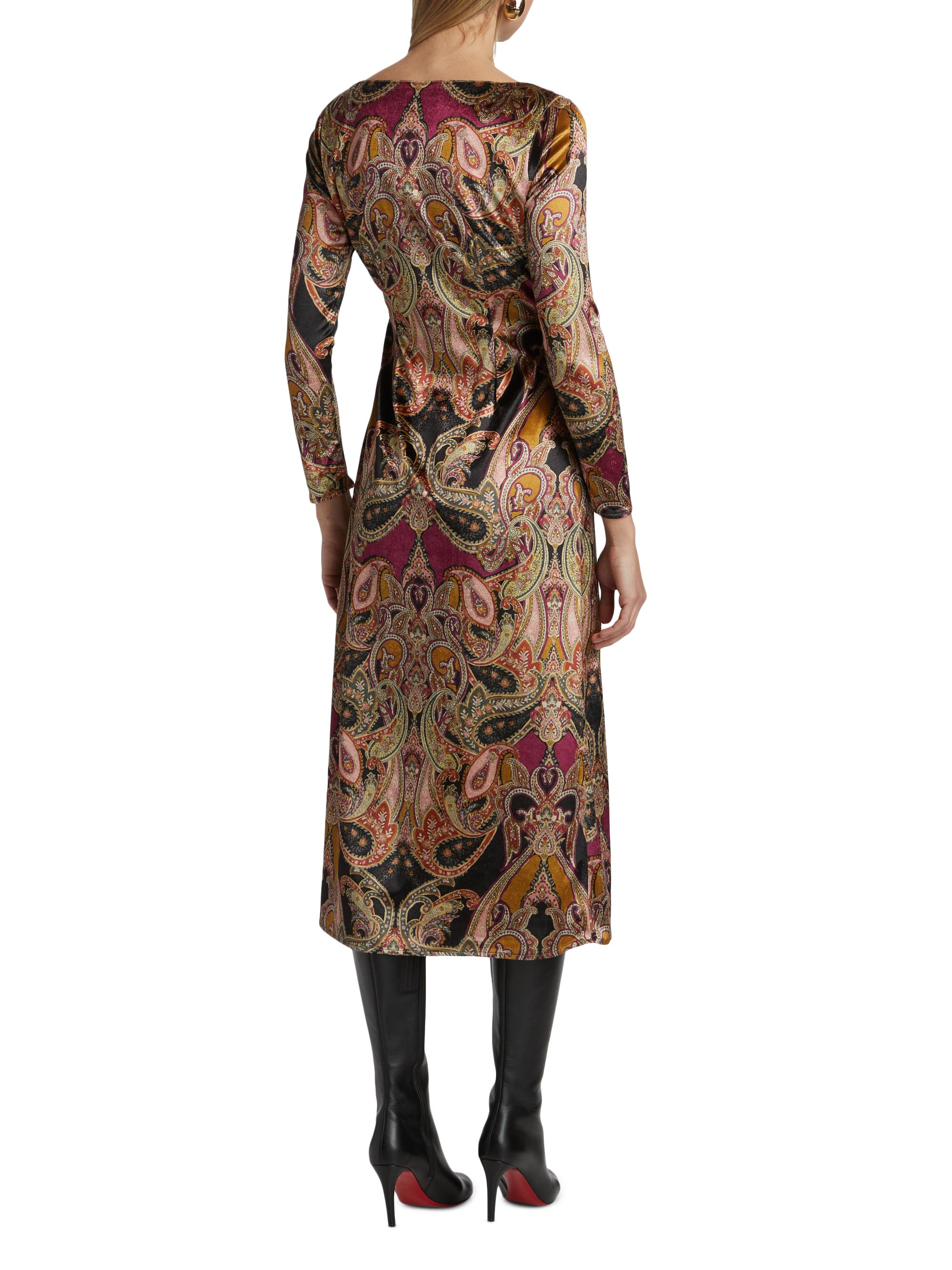 Misa Los Angeles Goldie Velvet Paisley Midi-Dress | Saks Fifth Avenue