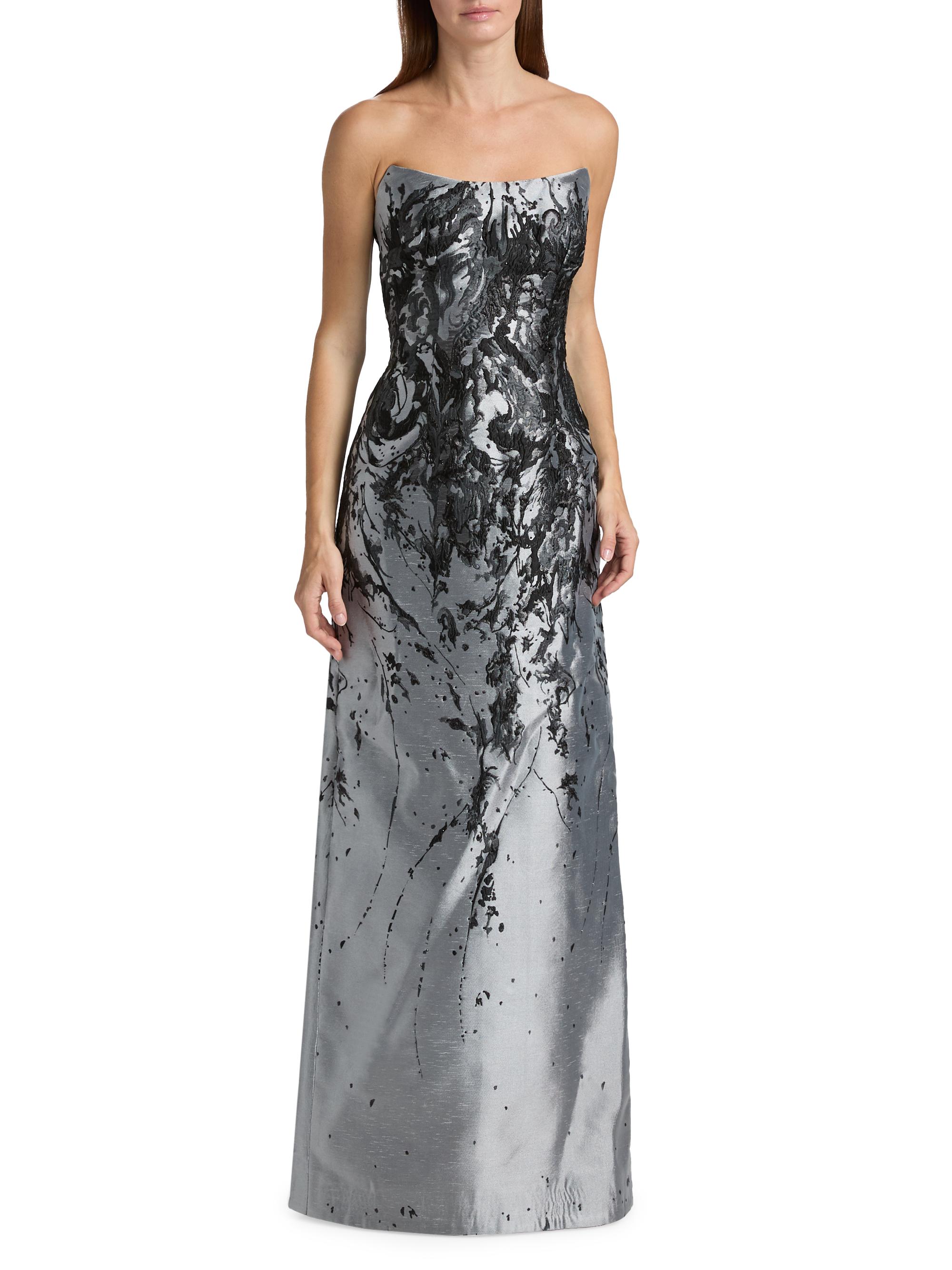 Rene Ruiz Collection Gathered Brocade Strapless A-Line Gown | Saks ...