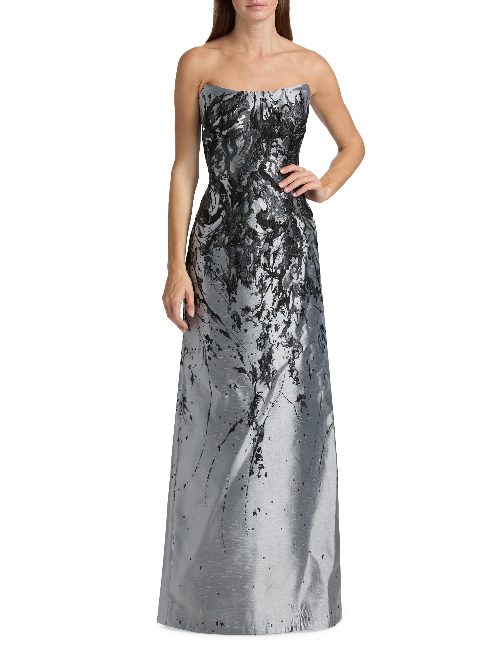 Rene Ruiz Collection Gathered Brocade Strapless A-Line Gown | Saks ...