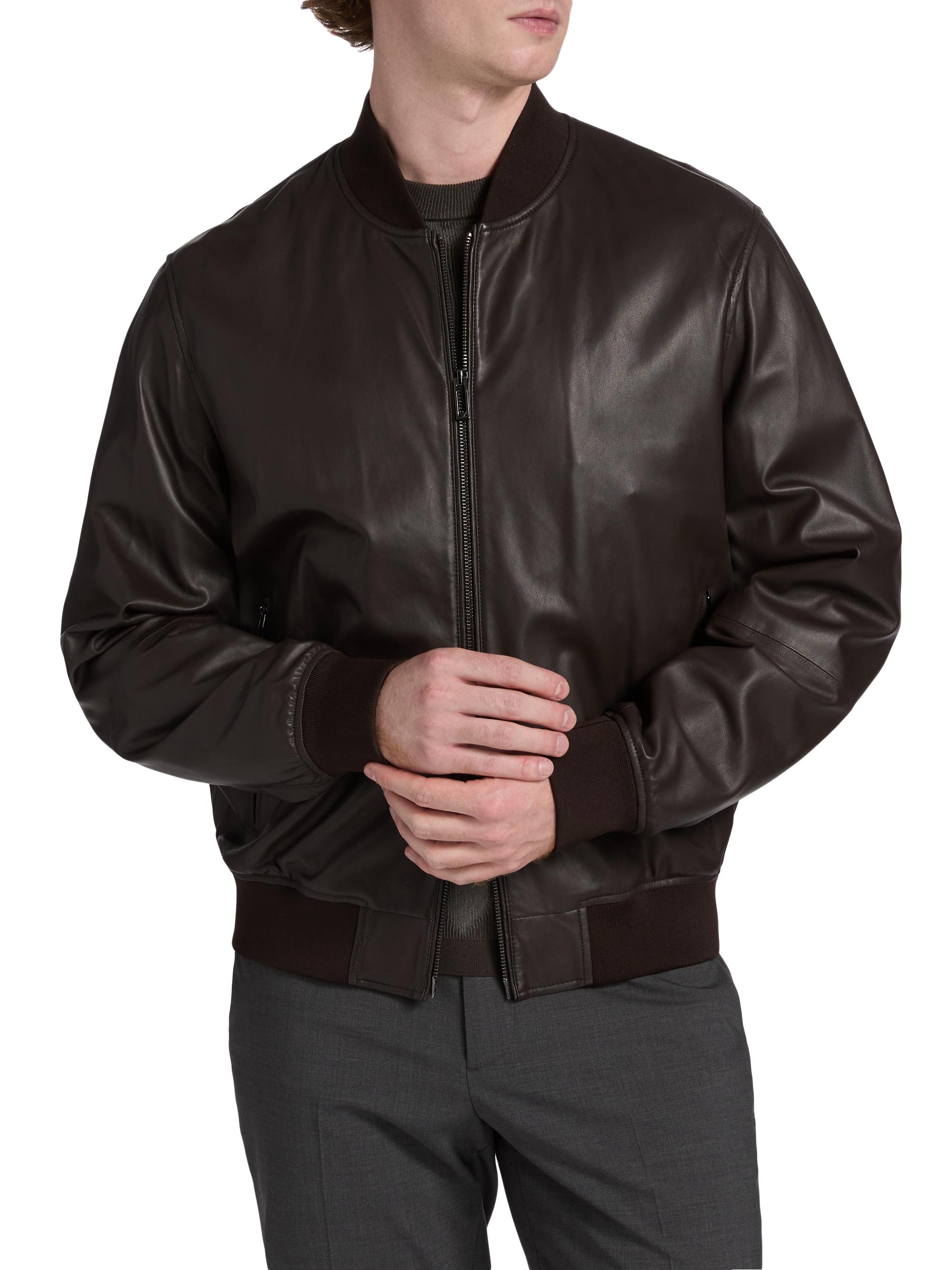 Emporio Armani Leather Bomber Jacket | Saks Fifth Avenue