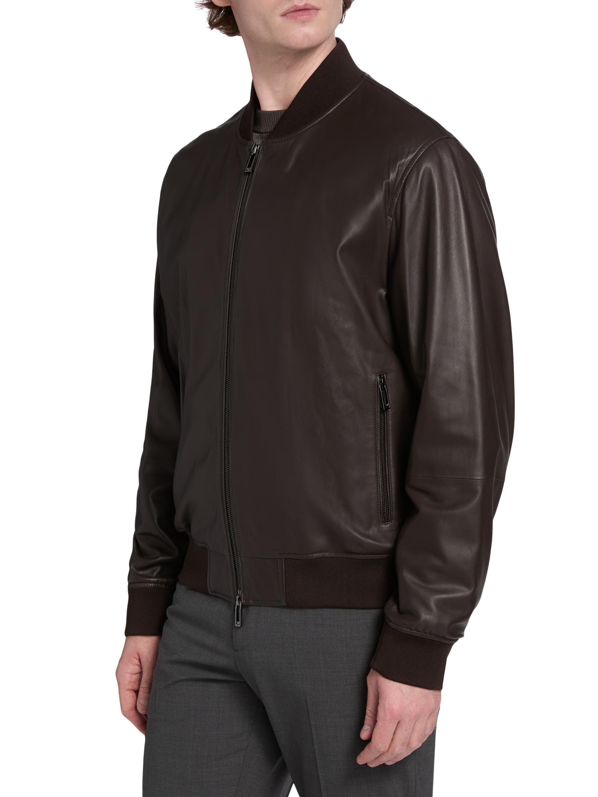 Emporio Armani Leather Bomber Jacket | Saks Fifth Avenue