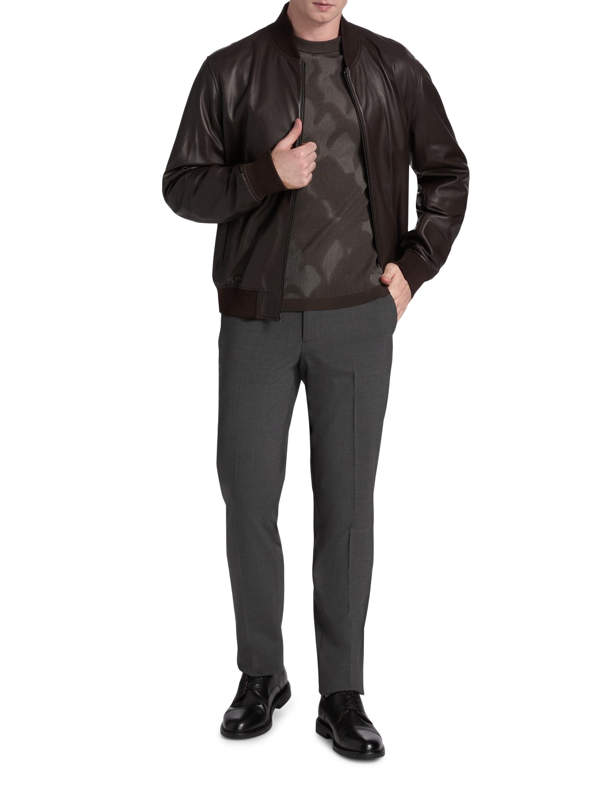 Emporio Armani Leather Bomber Jacket | Saks Fifth Avenue