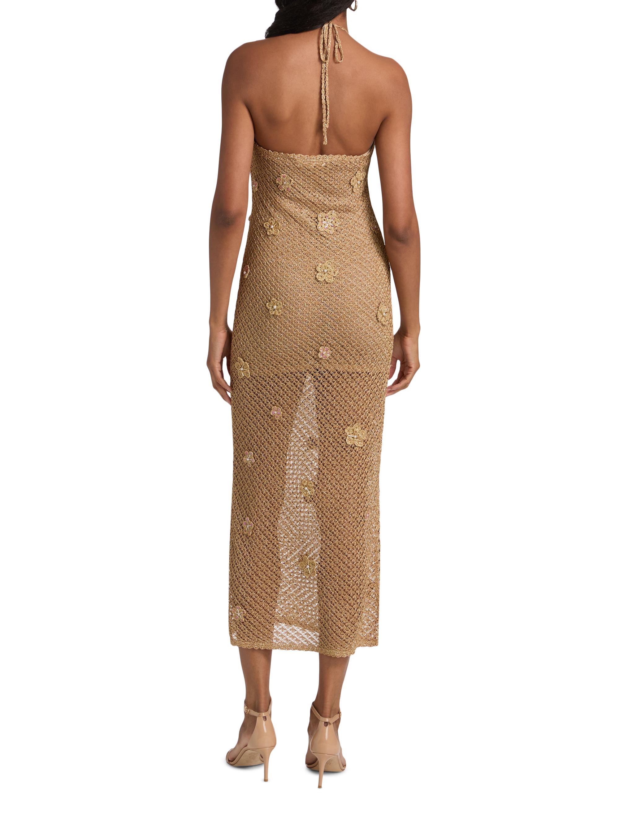 LoveShackFancy Vreya Embellished Crochet Midi-Dress | Saks Fifth Avenue