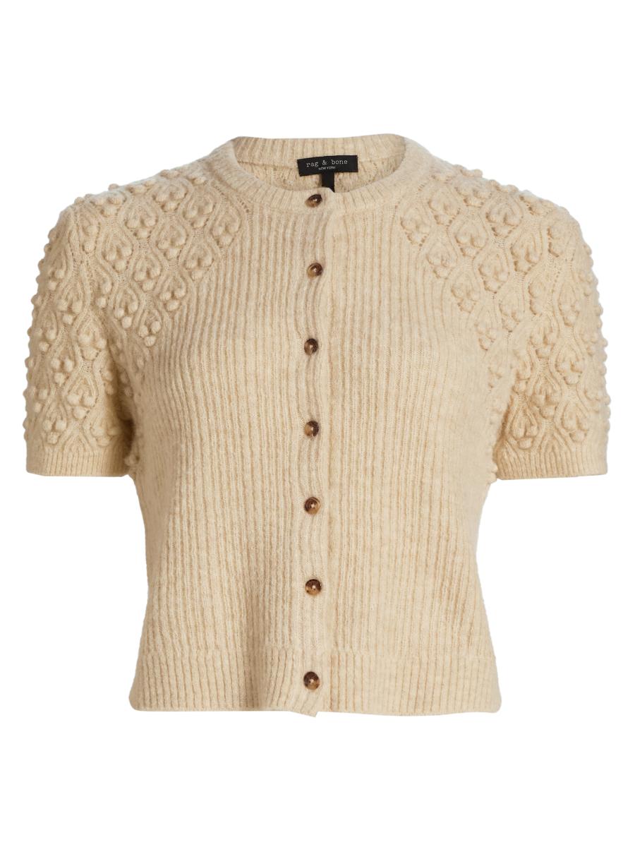 rag & bone Sierra Textured-Knit Short-Sleeve Cardigan | Saks Fifth Avenue