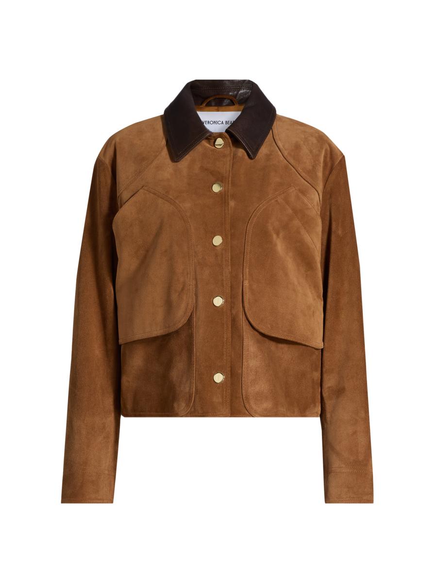 Veronica Beard Walters Suede Crop Barn Jacket | Saks Fifth Avenue