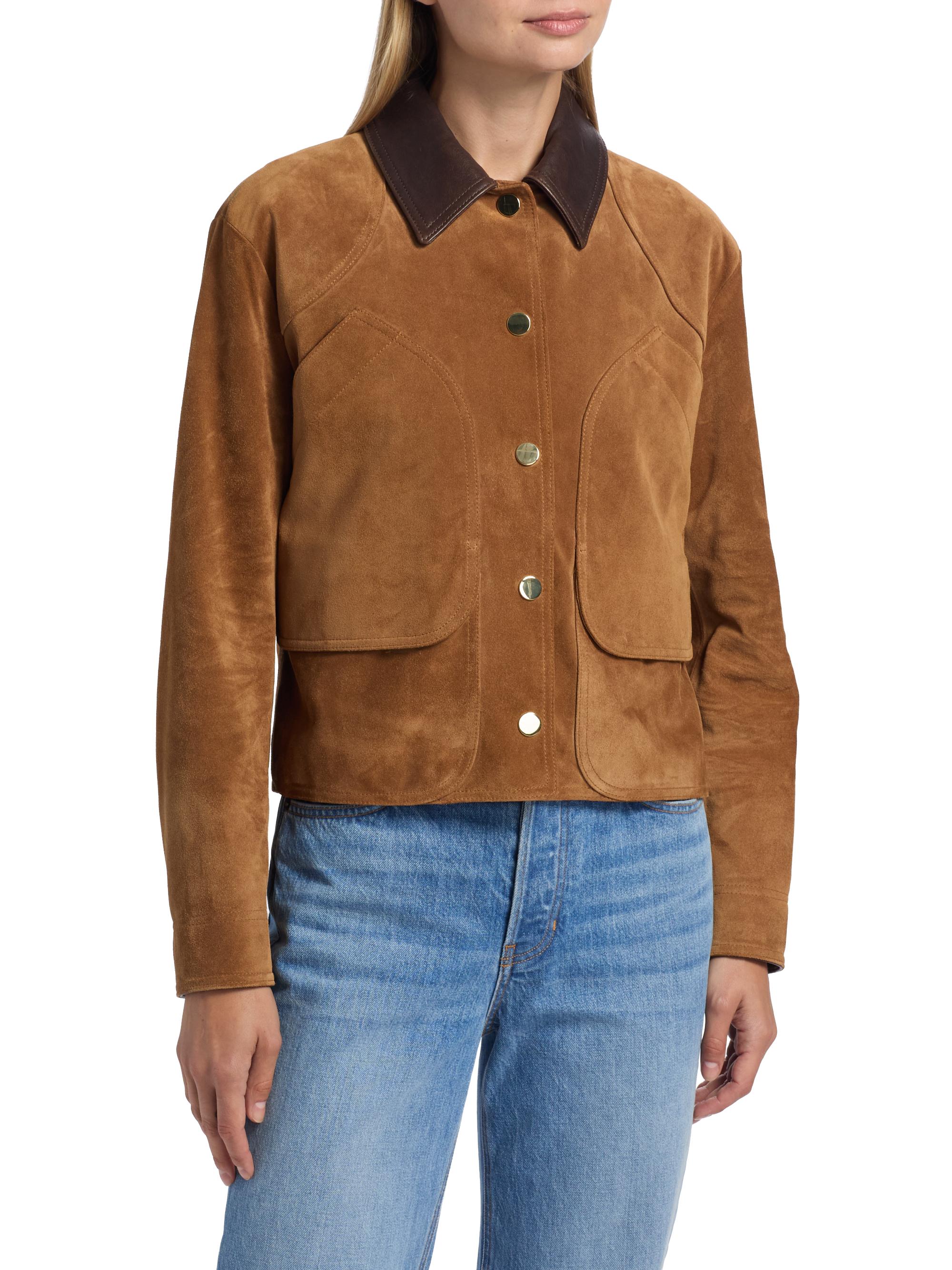 Veronica Beard Walters Suede Crop Barn Jacket | Saks Fifth Avenue