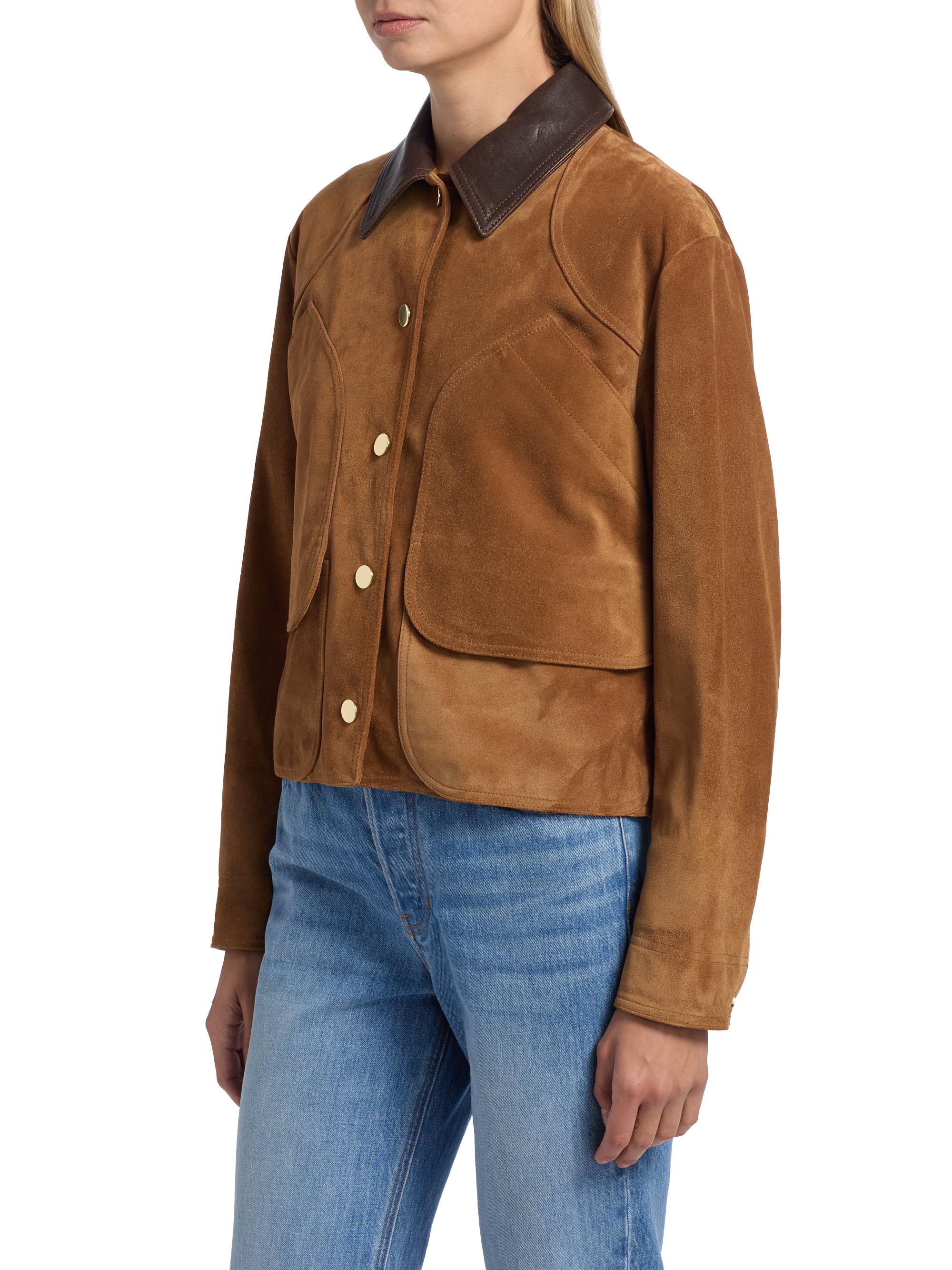 Veronica Beard Walters Suede Crop Barn Jacket | Saks Fifth Avenue
