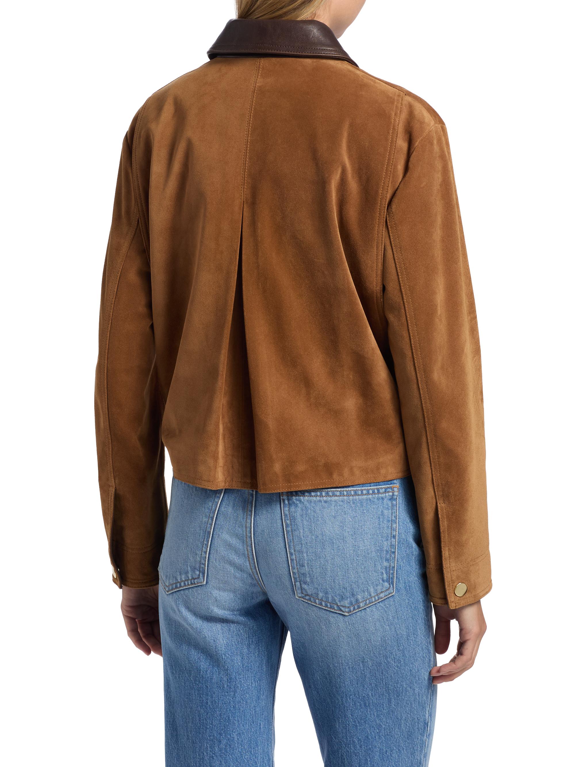 Veronica Beard Walters Suede Crop Barn Jacket | Saks Fifth Avenue