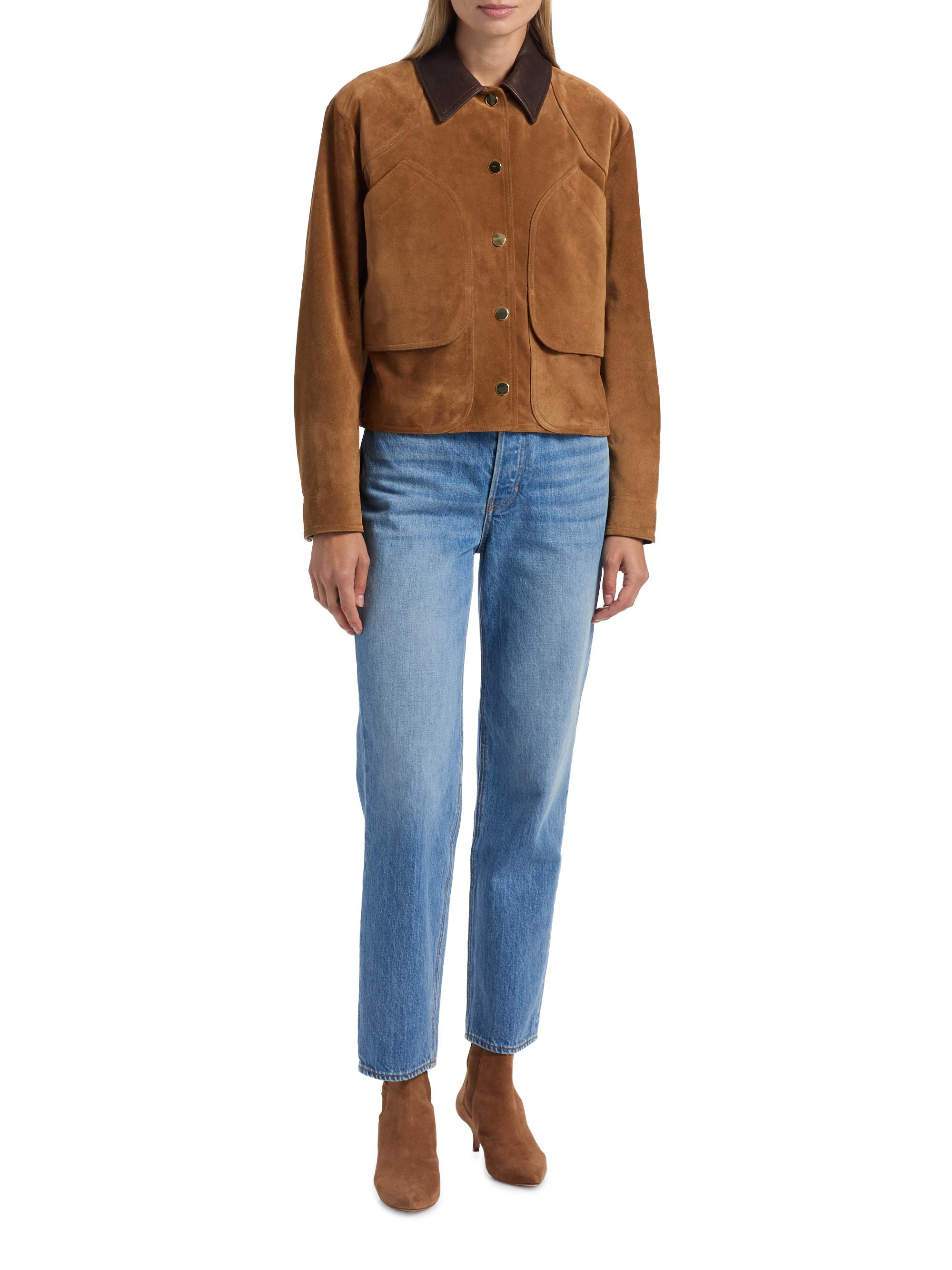 Veronica Beard Walters Suede Crop Barn Jacket | Saks Fifth Avenue