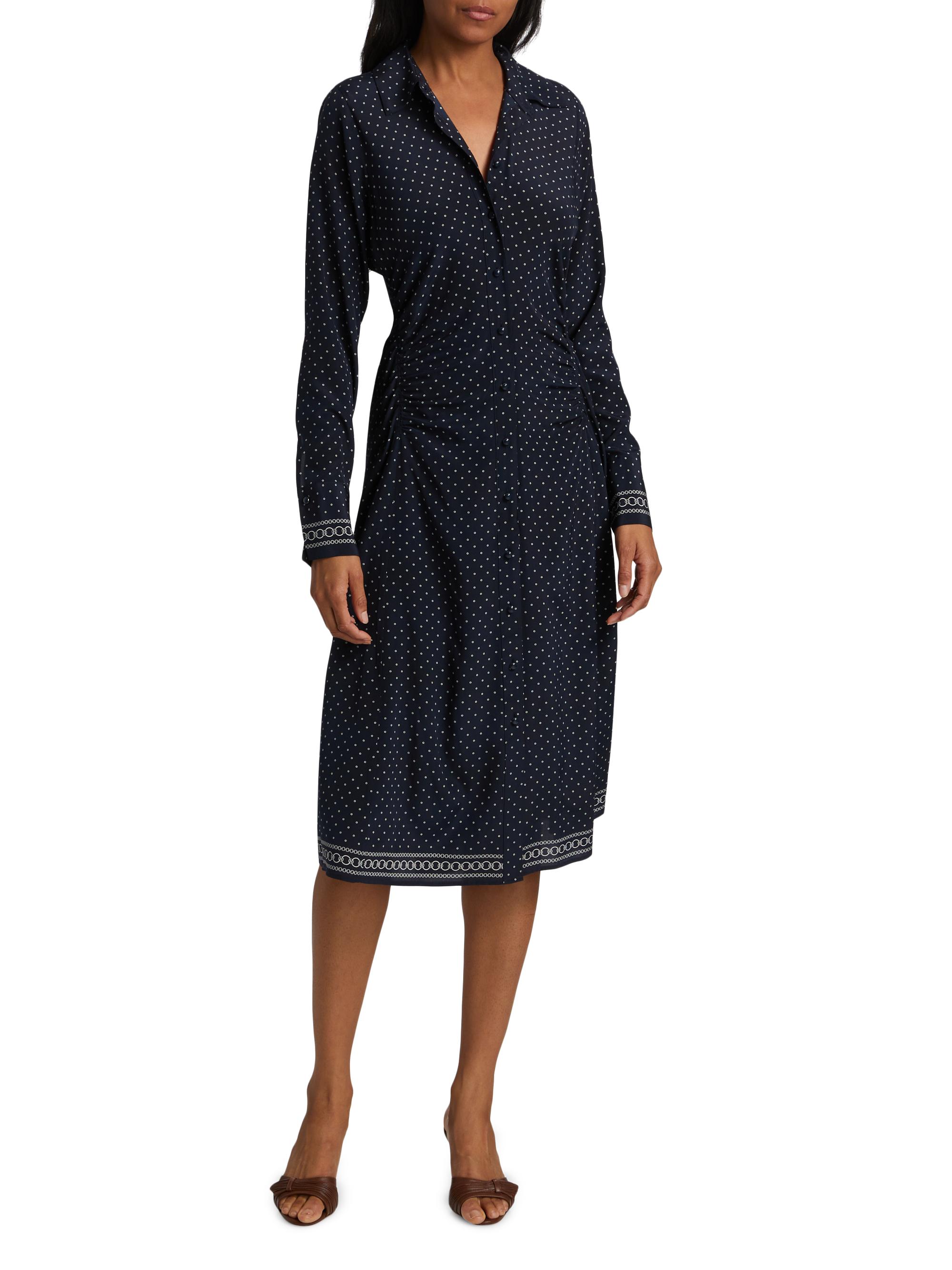 Veronica Beard Lex Dot-Printed Stretch-Silk Shirtdress | Saks Fifth Avenue
