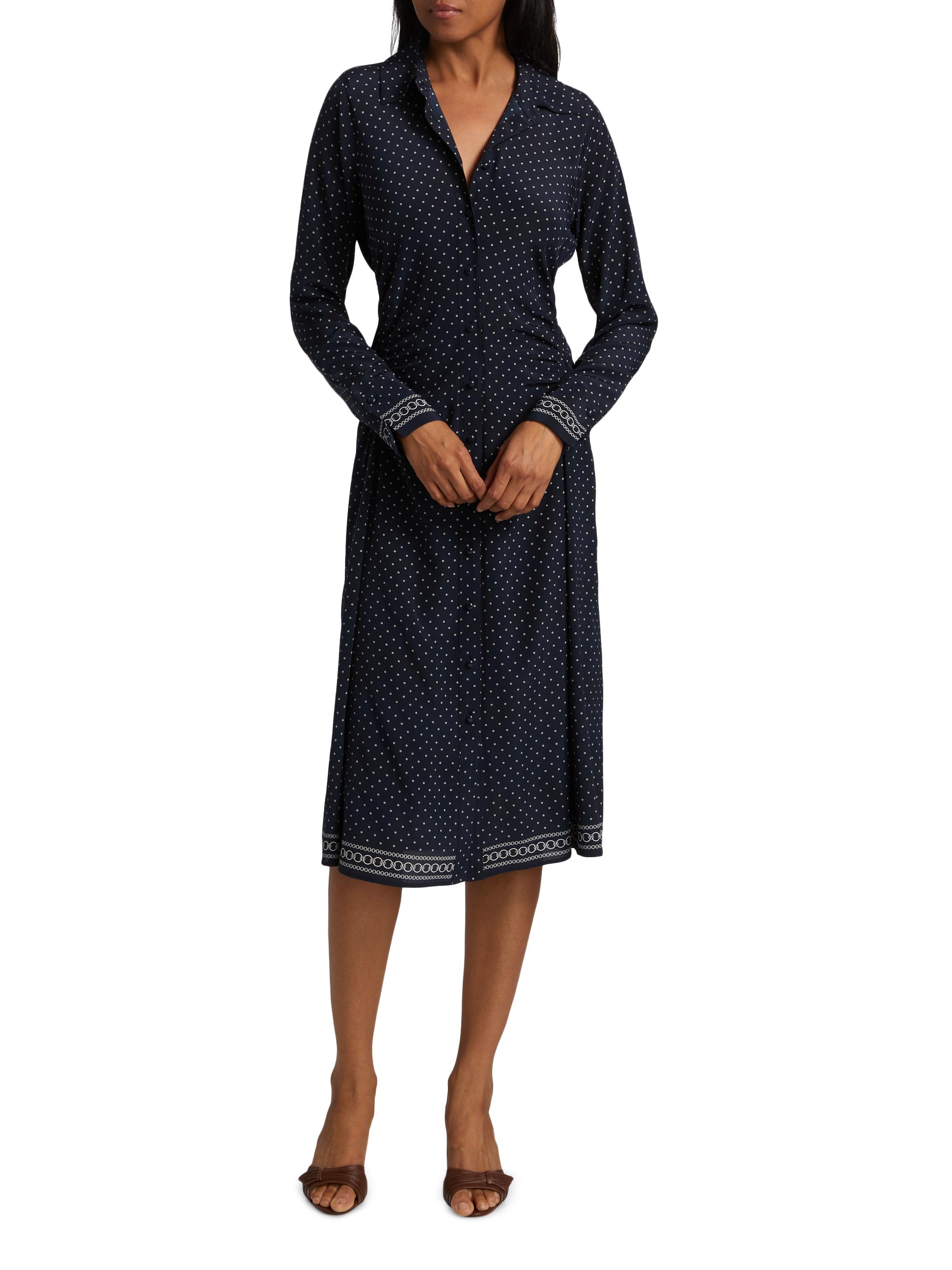 Veronica Beard Lex Dot-Printed Stretch-Silk Shirtdress | Saks Fifth Avenue