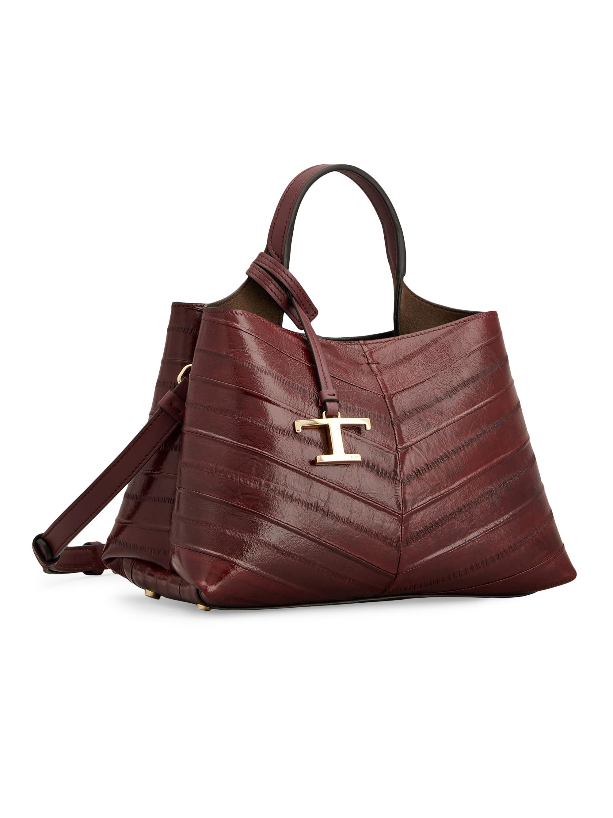Tod's Logo Eel-Effect Leather Top Handle Bag | Saks Fifth Avenue