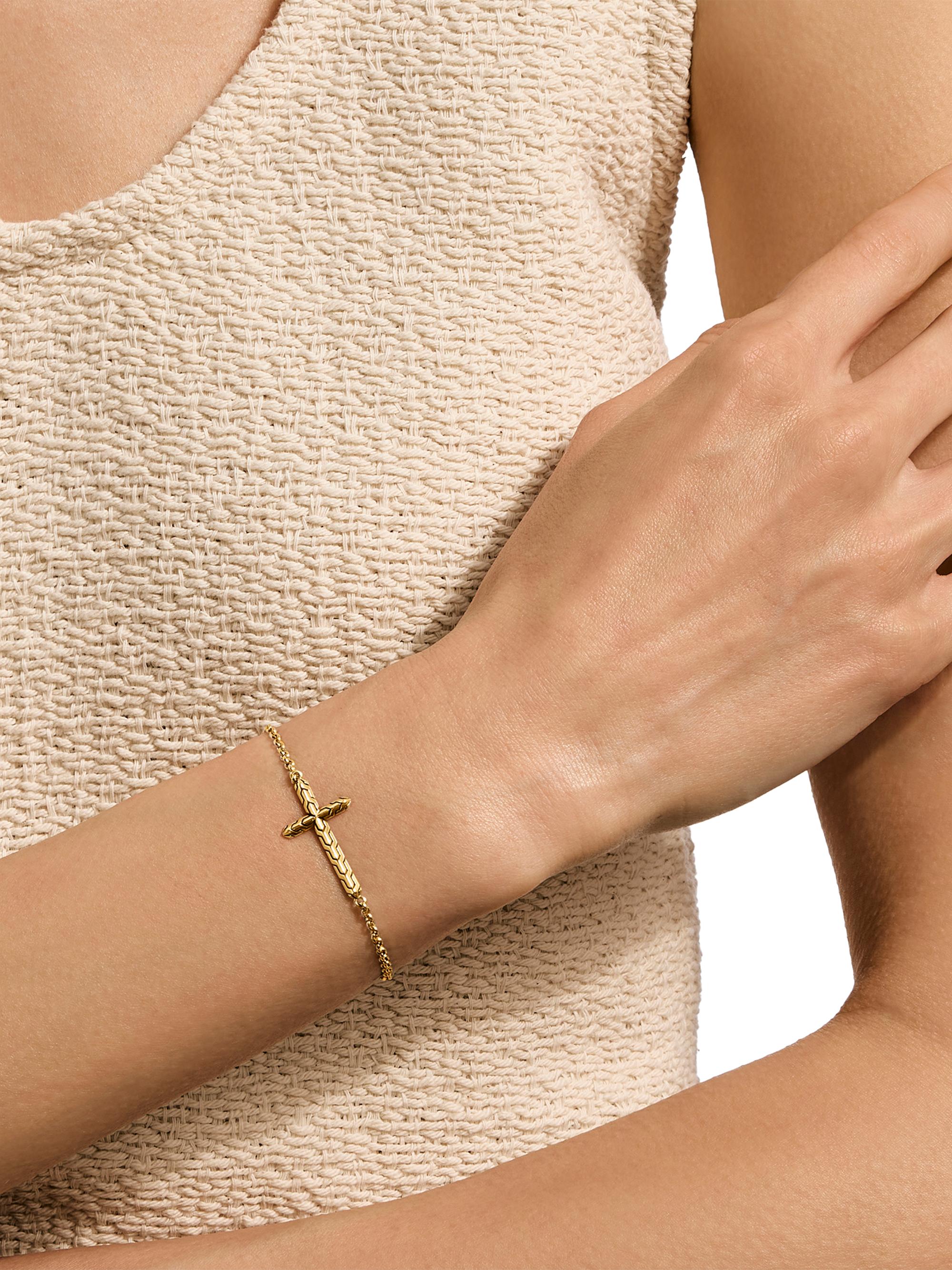 John Hardy JH Essentials 14K Yellow Gold Cross Charm Bracelet | Saks ...