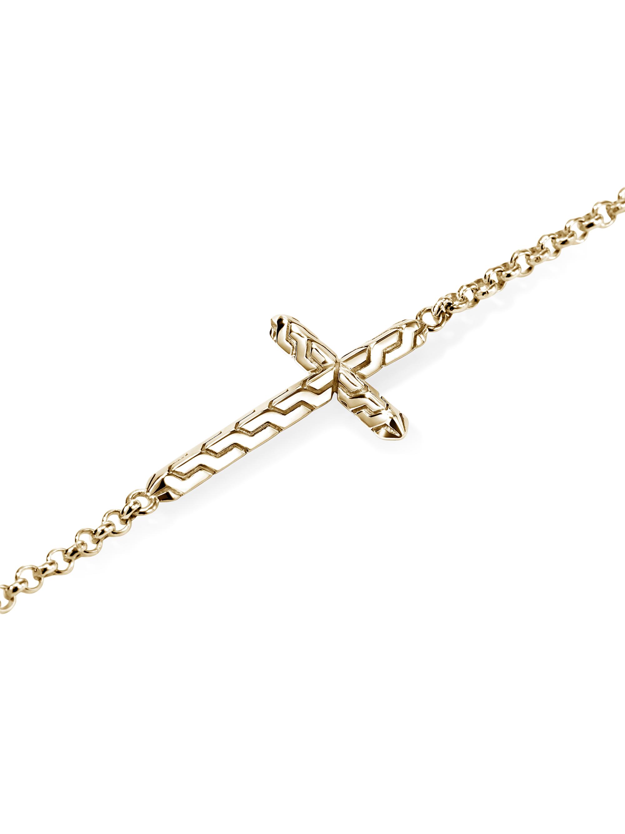 John Hardy JH Essentials 14K Yellow Gold Cross Charm Bracelet | Saks ...