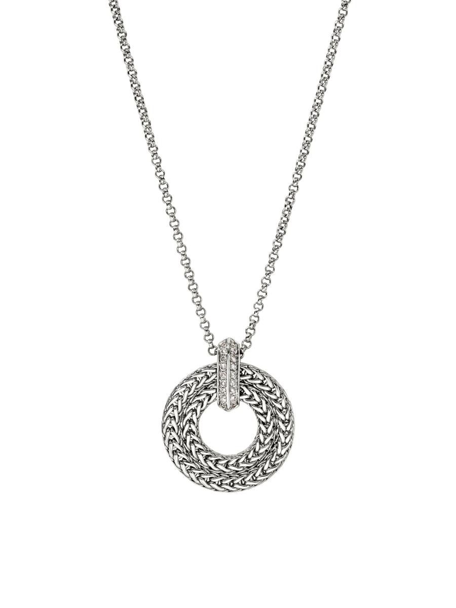John Hardy Icon Sterling Silver & 0.21 TCW Diamond Pendant Necklace ...