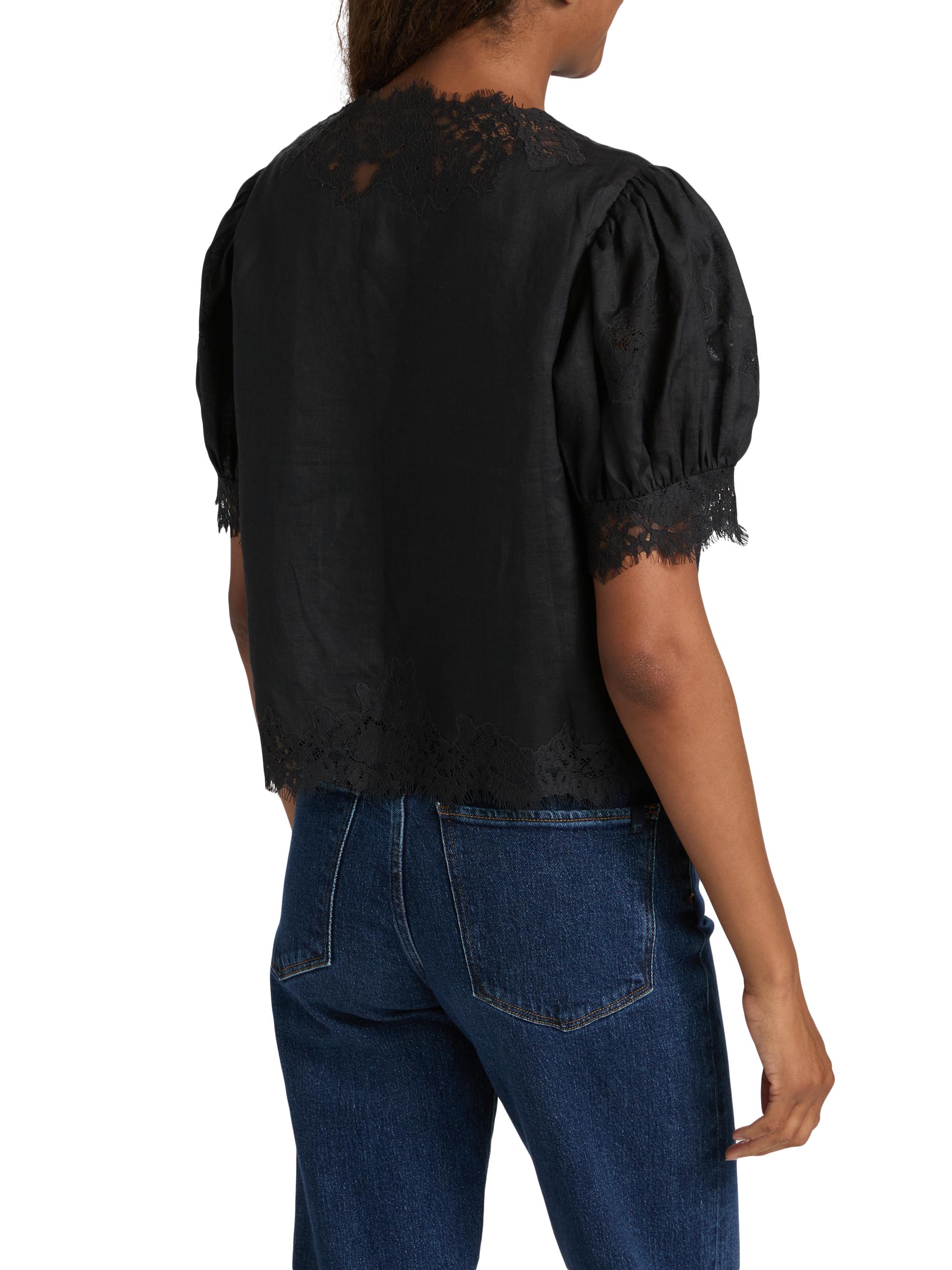 DÔEN Idella Puff-Sleeve Lace Top | Saks Fifth Avenue