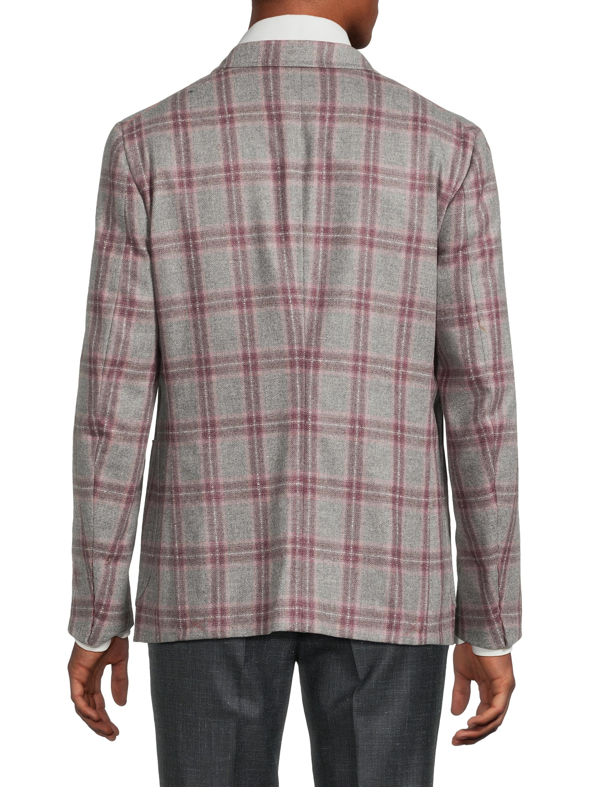 Isaia Windowpane Wool-Cashmere Jacket | Saks Fifth Avenue