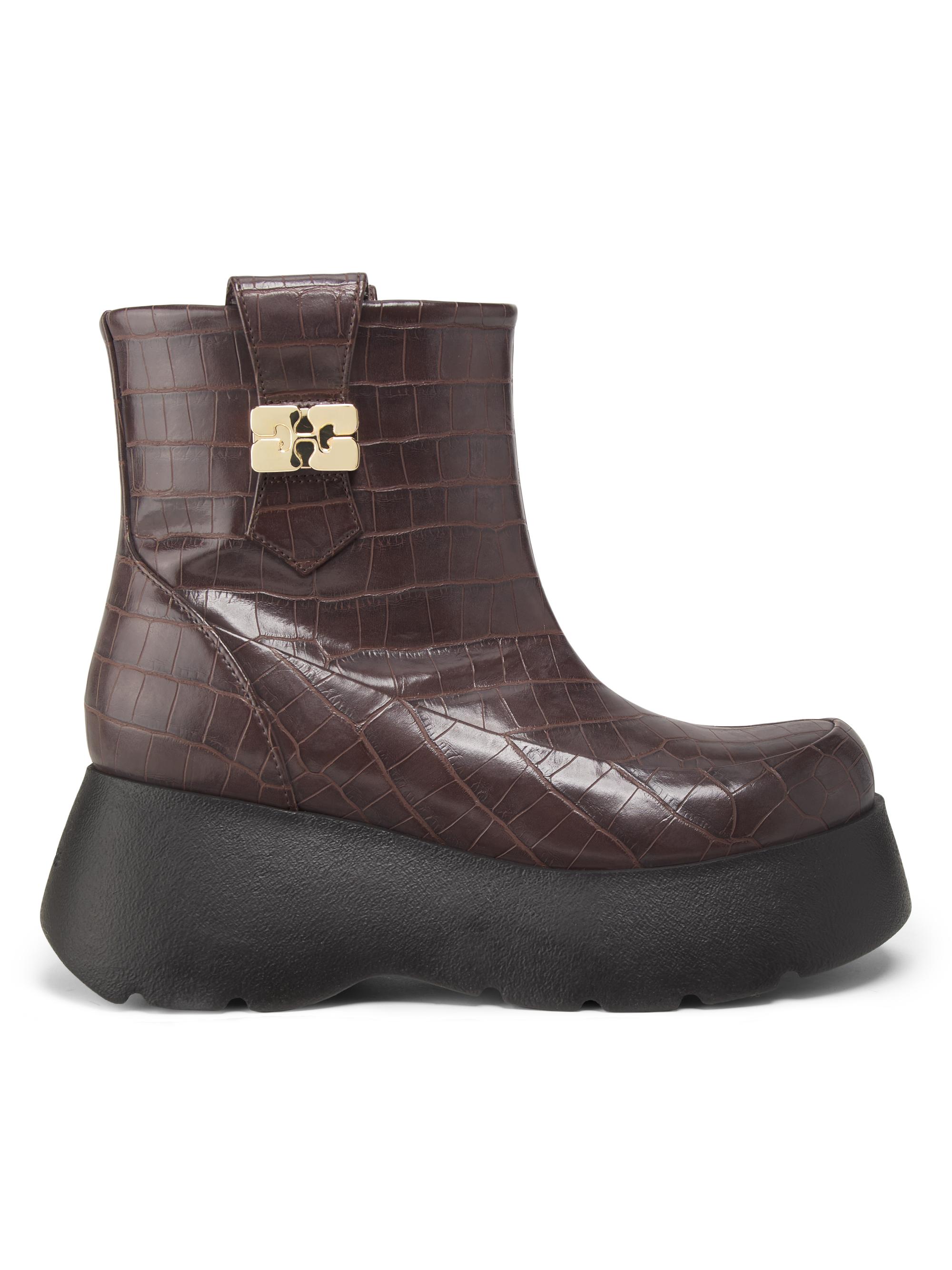 Ganni Kat Crocodile-Embossed Leather Platform Ankle Boots | Saks Fifth ...