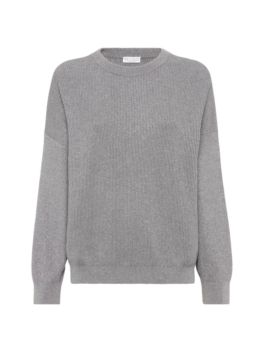 Brunello Cucinelli Sparkling Cotton Vanisé English Rib Sweater | Saks ...