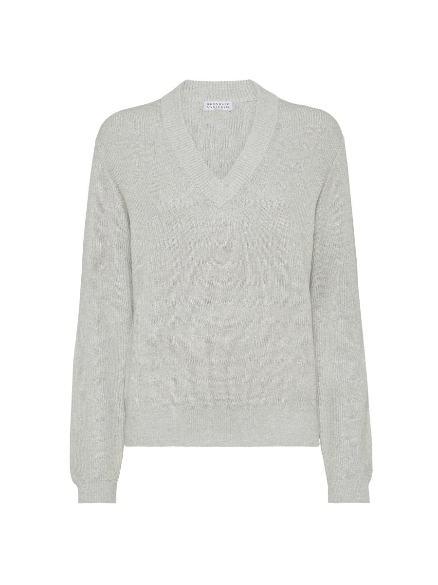 Brunello Cucinelli Sparkling Cotton Vanisé English Rib Sweater | Saks ...
