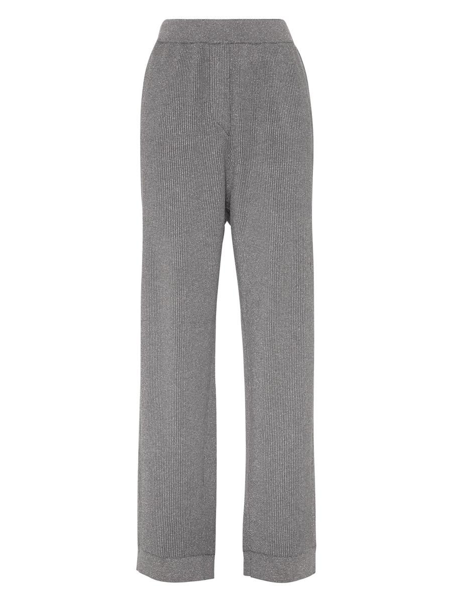 Brunello Cucinelli Sparkling Cotton Vanisé English Rib Knit Trousers ...