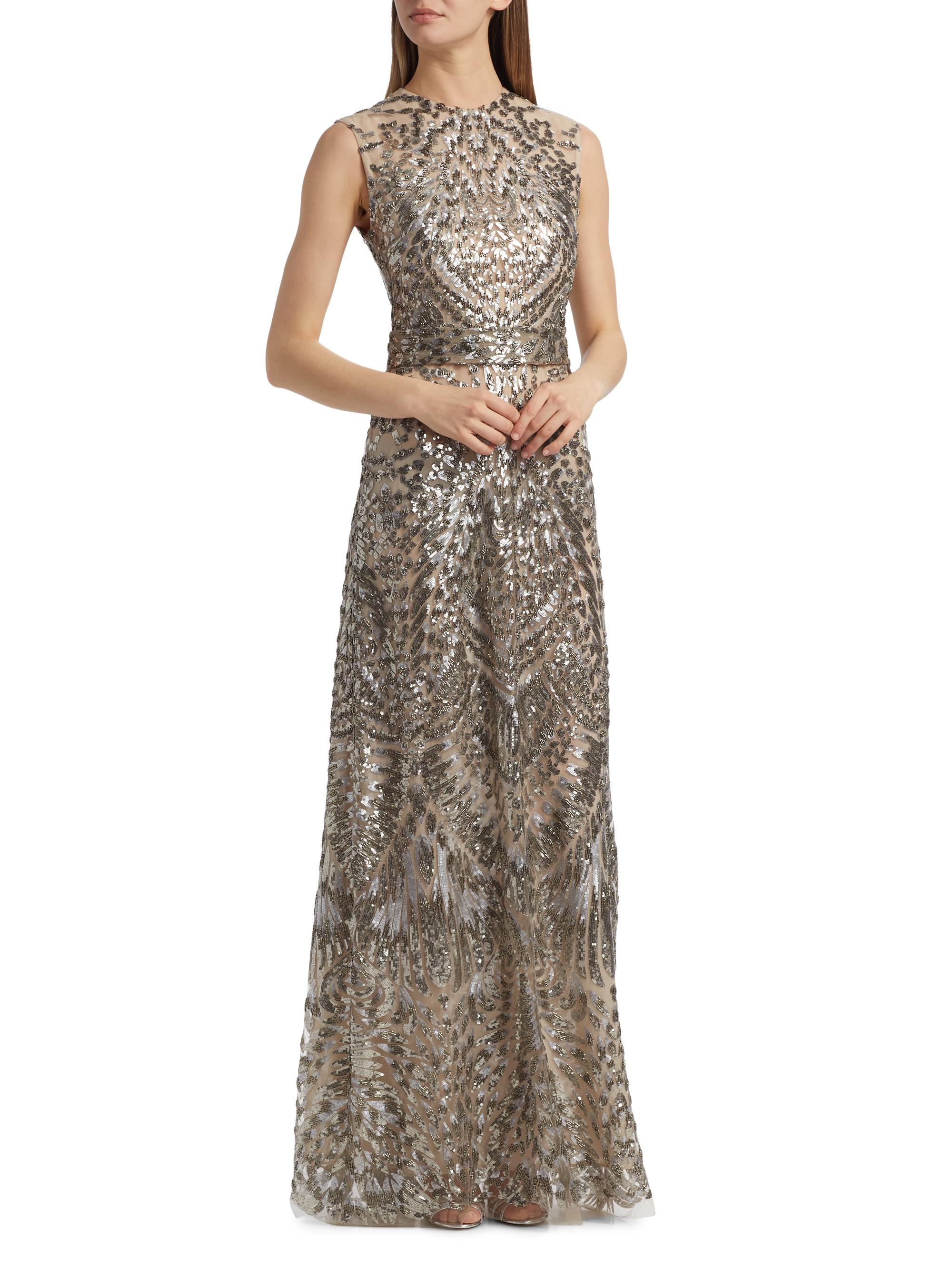 Reem Acra Beaded Tulle Slip Gown | Saks Fifth Avenue