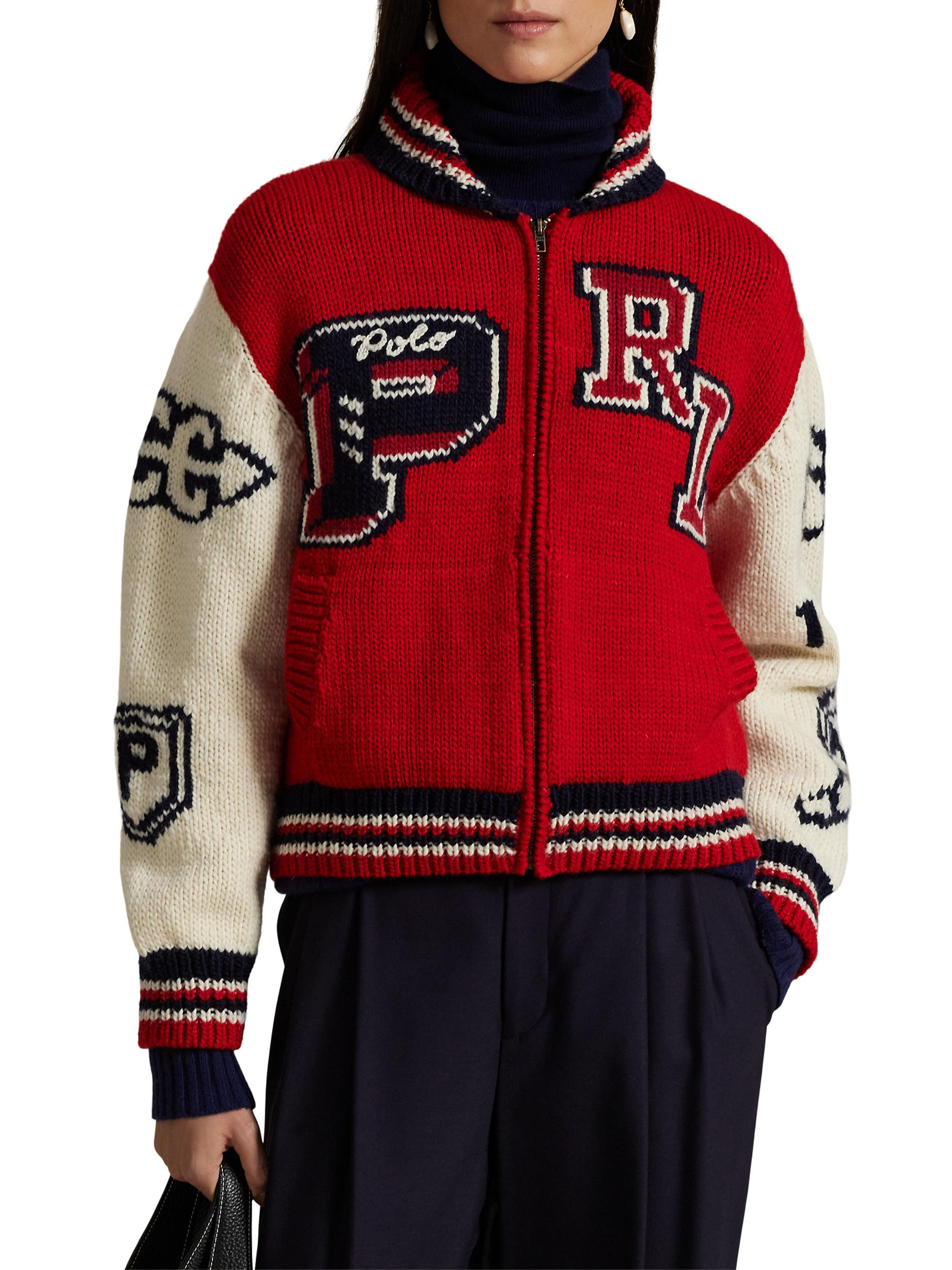 Polo Ralph Lauren Letterman Wool-Blend Zip-Front Sweater | Saks Fifth ...