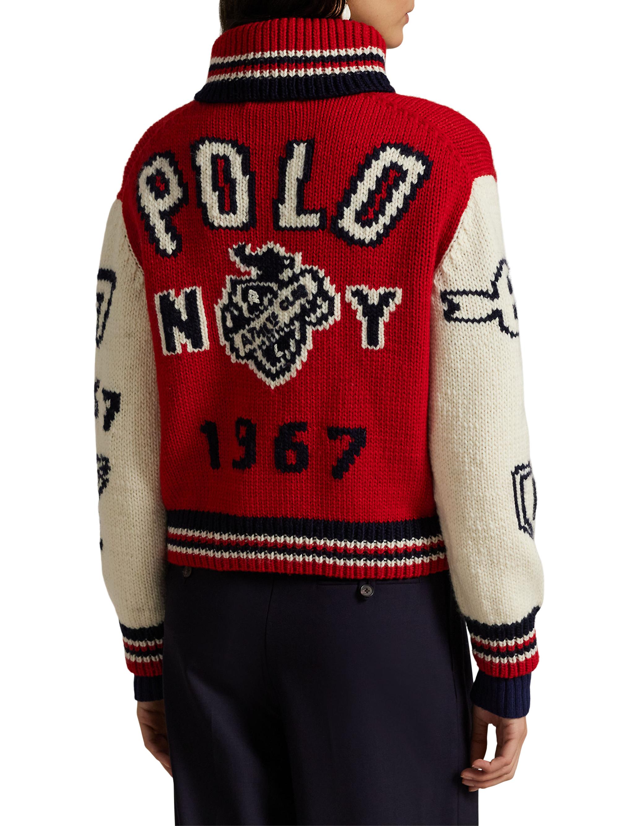 Polo Ralph Lauren Letterman Wool-Blend Zip-Front Sweater | Saks Fifth ...
