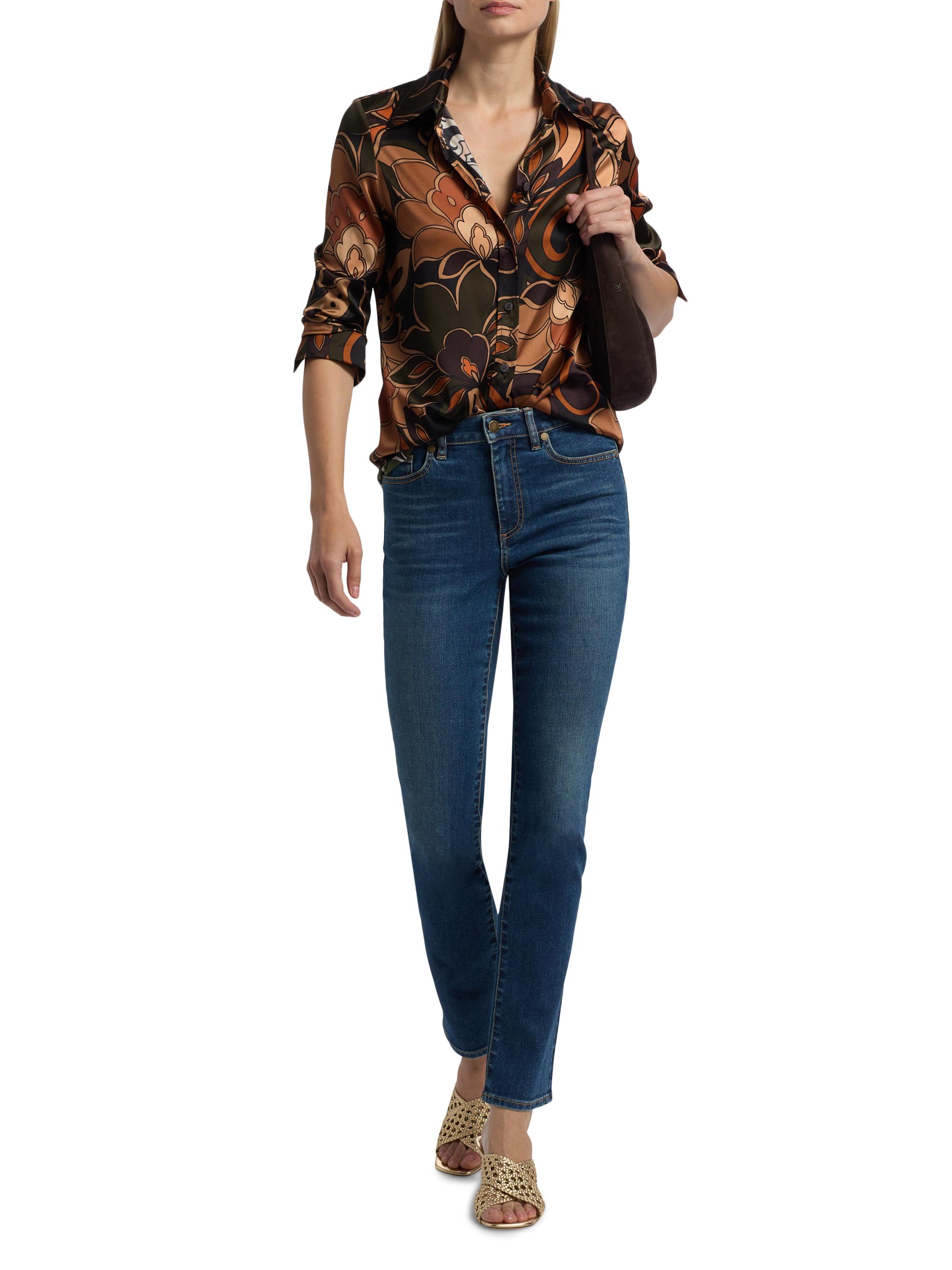 Ramy Brook Victoria Retro-Printed Stretch-Silk Shirt | Saks Fifth Avenue
