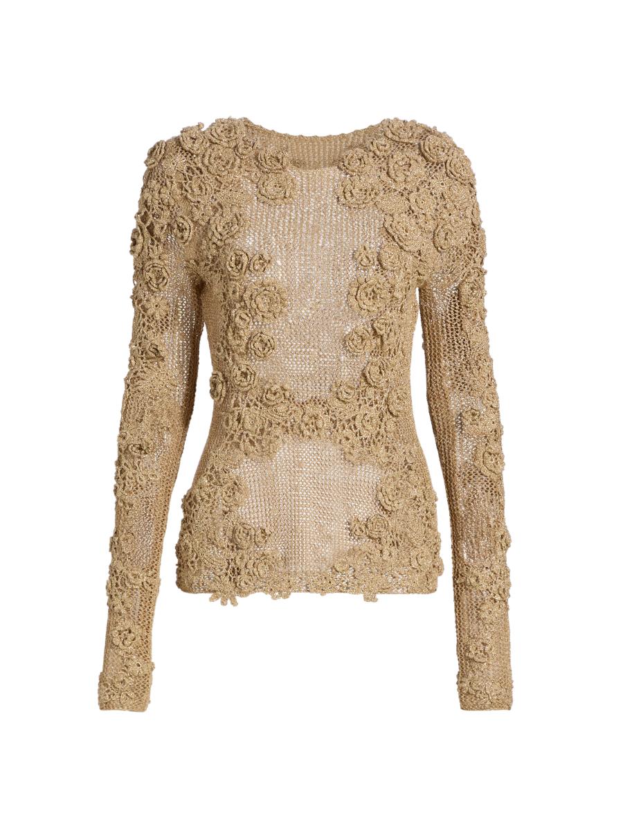 Ulla Johnson Viola Floral Crochet-Knit Sweater | Saks Fifth Avenue