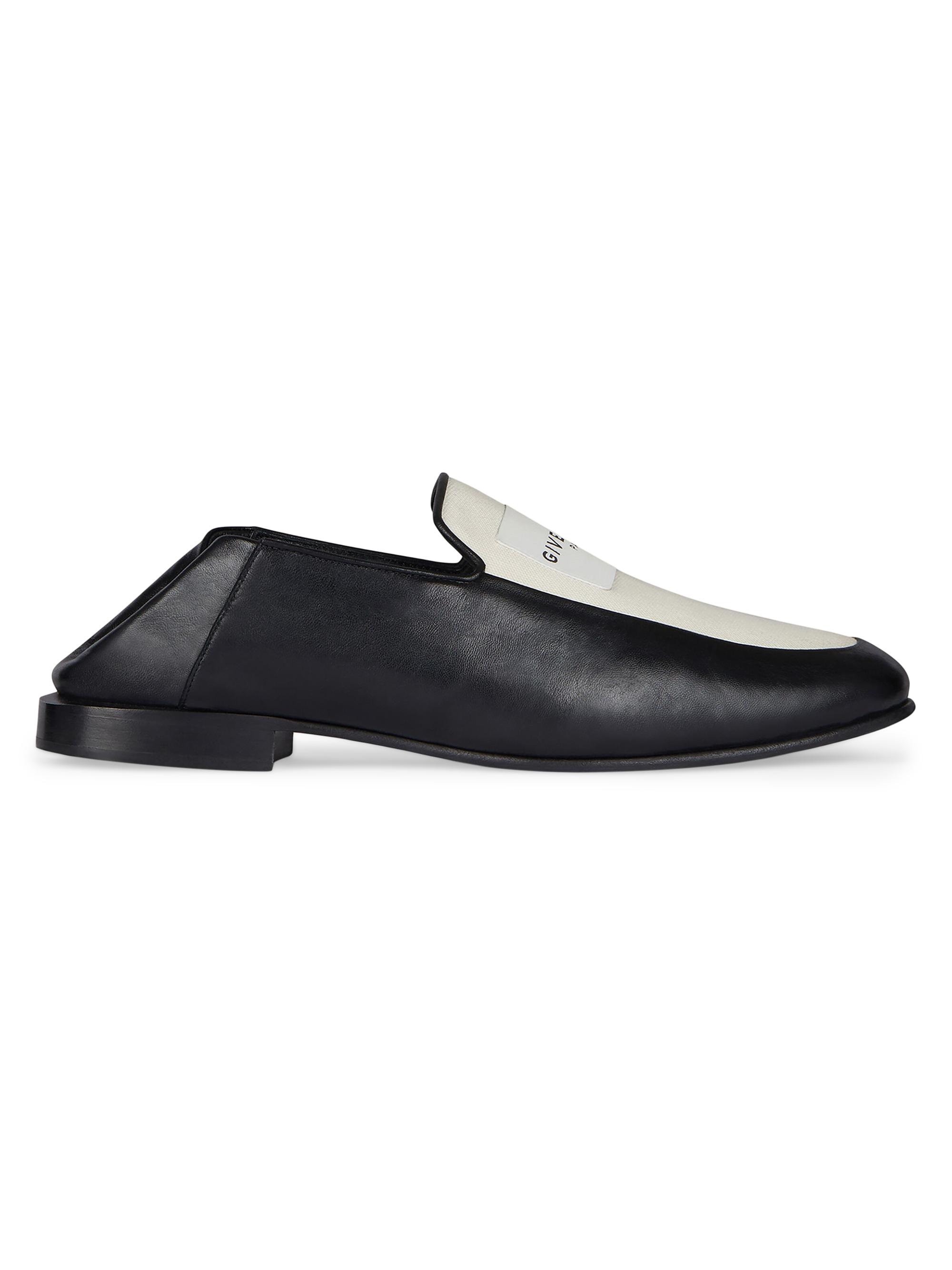 Givenchy Label Loafers in Shiny Leather and Canvas | Saks Fifth Avenue